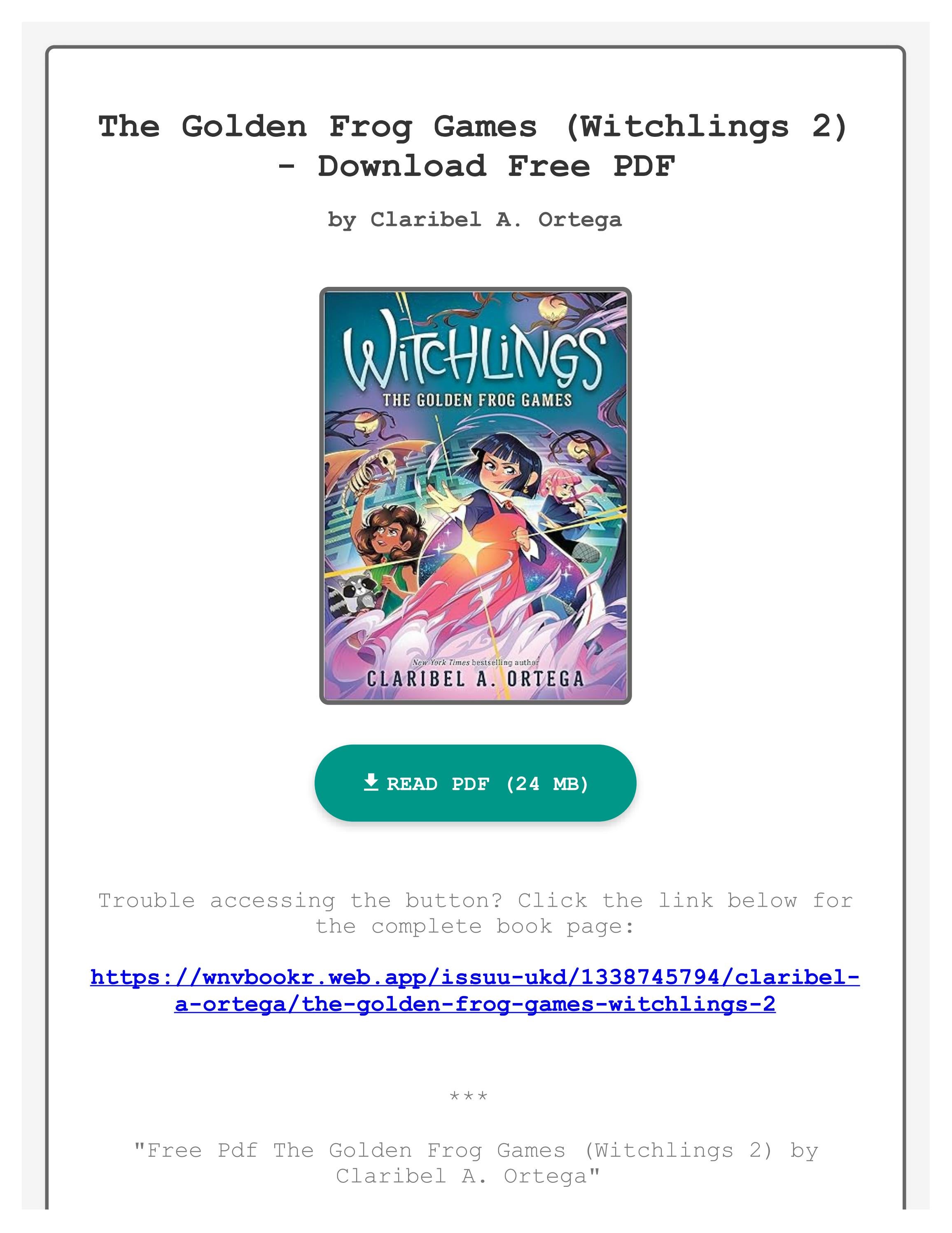 Free Pdf The Golden Frog Games (Witchlings 2) by Claribel A. Ortega by ...
