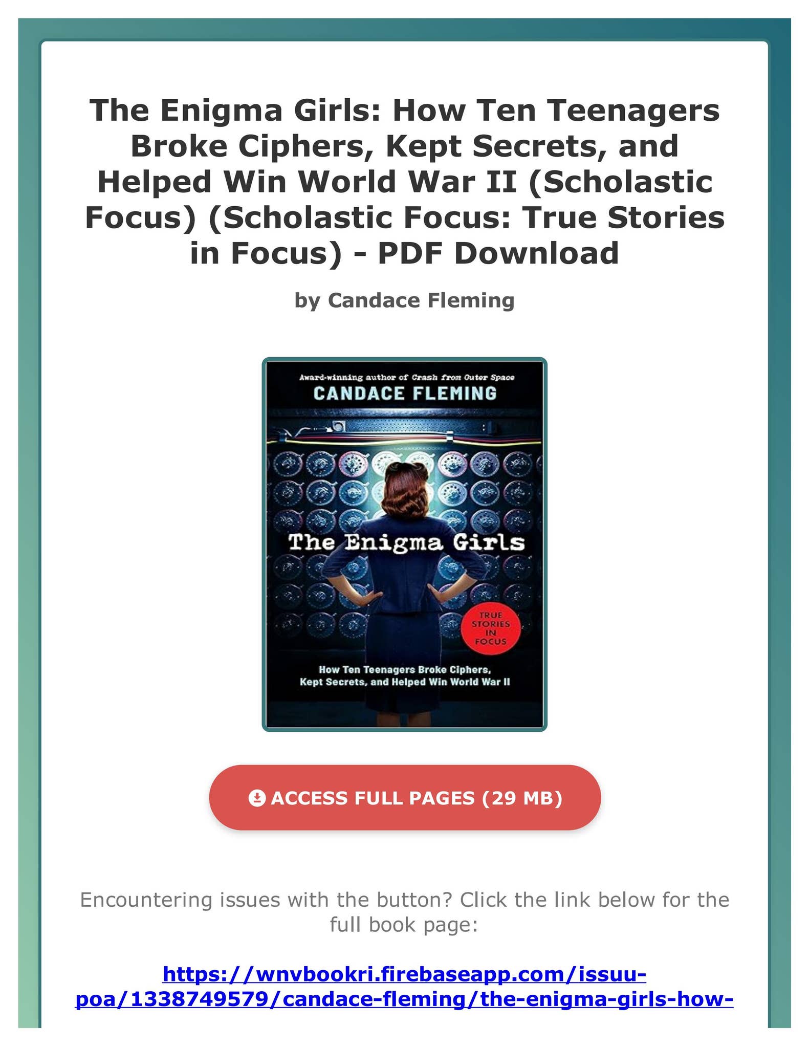 PDF The Enigma Girls: How Ten Teenagers Broke Ciphers, Kept Secrets ...