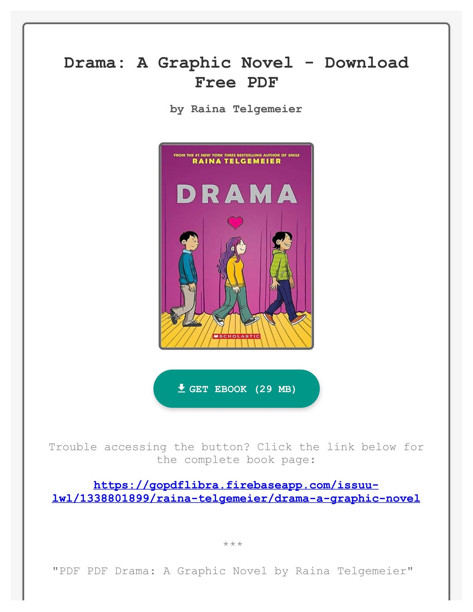 PDF PDF Drama: A Graphic Novel by Raina Telgemeier by LarsonSrqg - Issuu