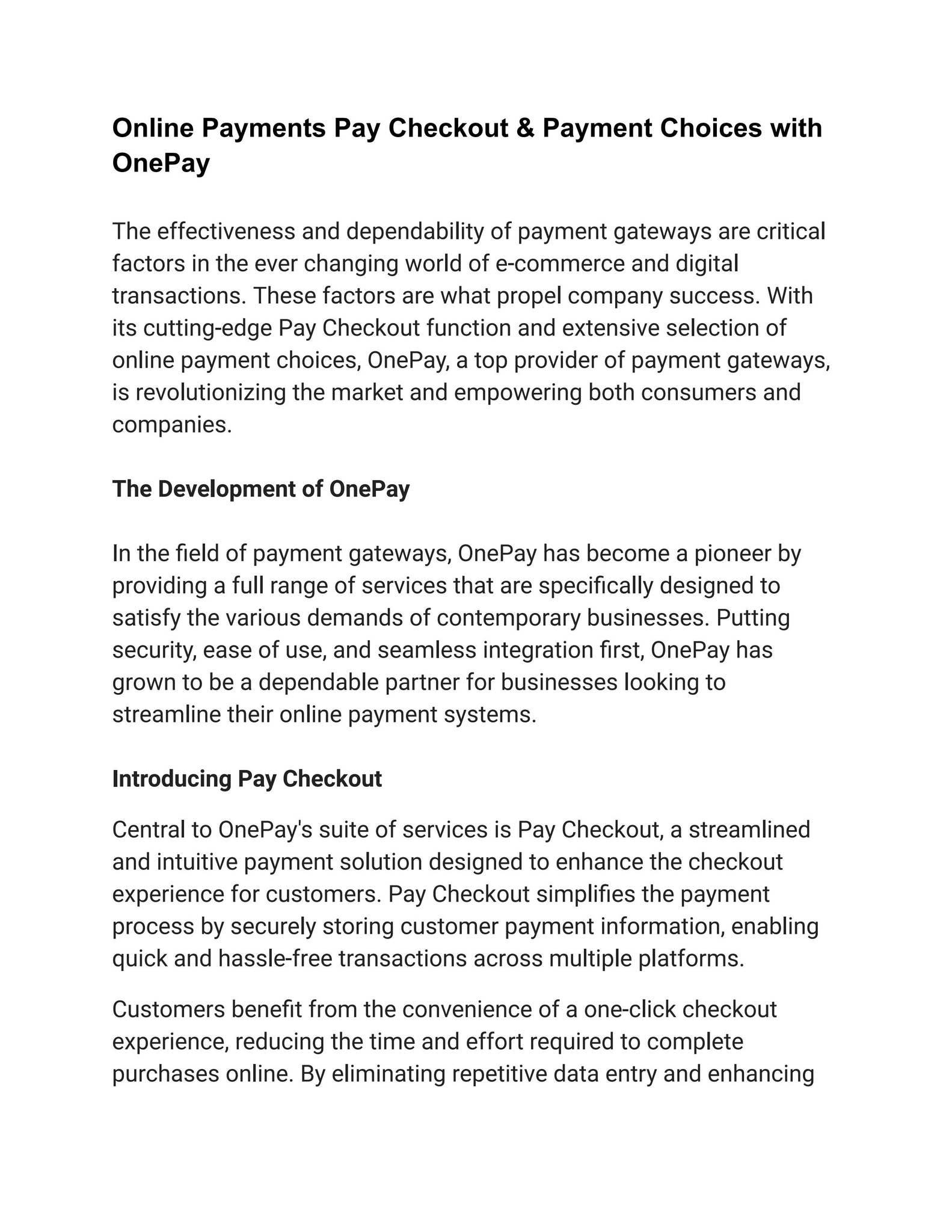 Online Payments Pay Checkout & Payment Choices with OnePay by ...