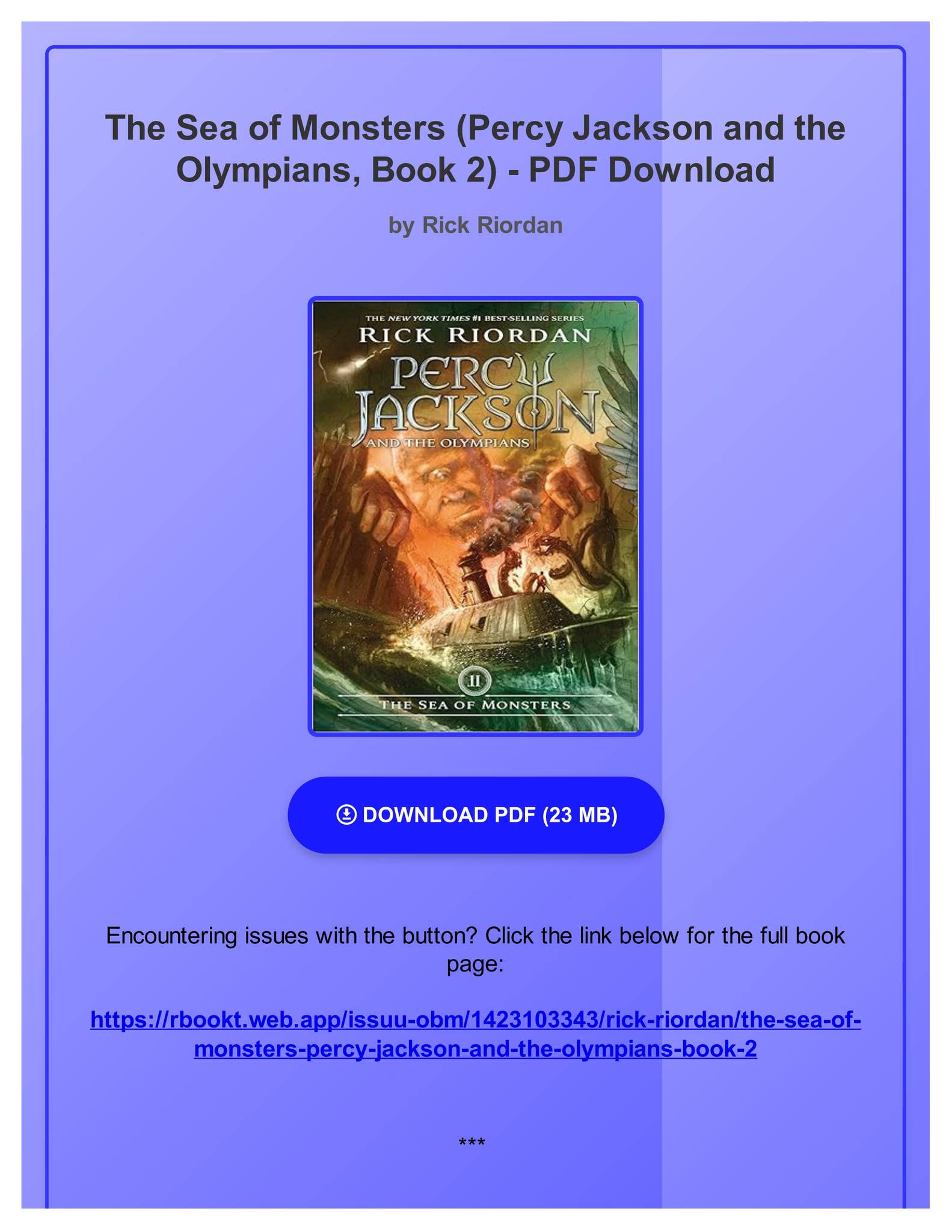 PDF Download The Sea of Monsters (Percy Jackson and the Olympians, Book ...