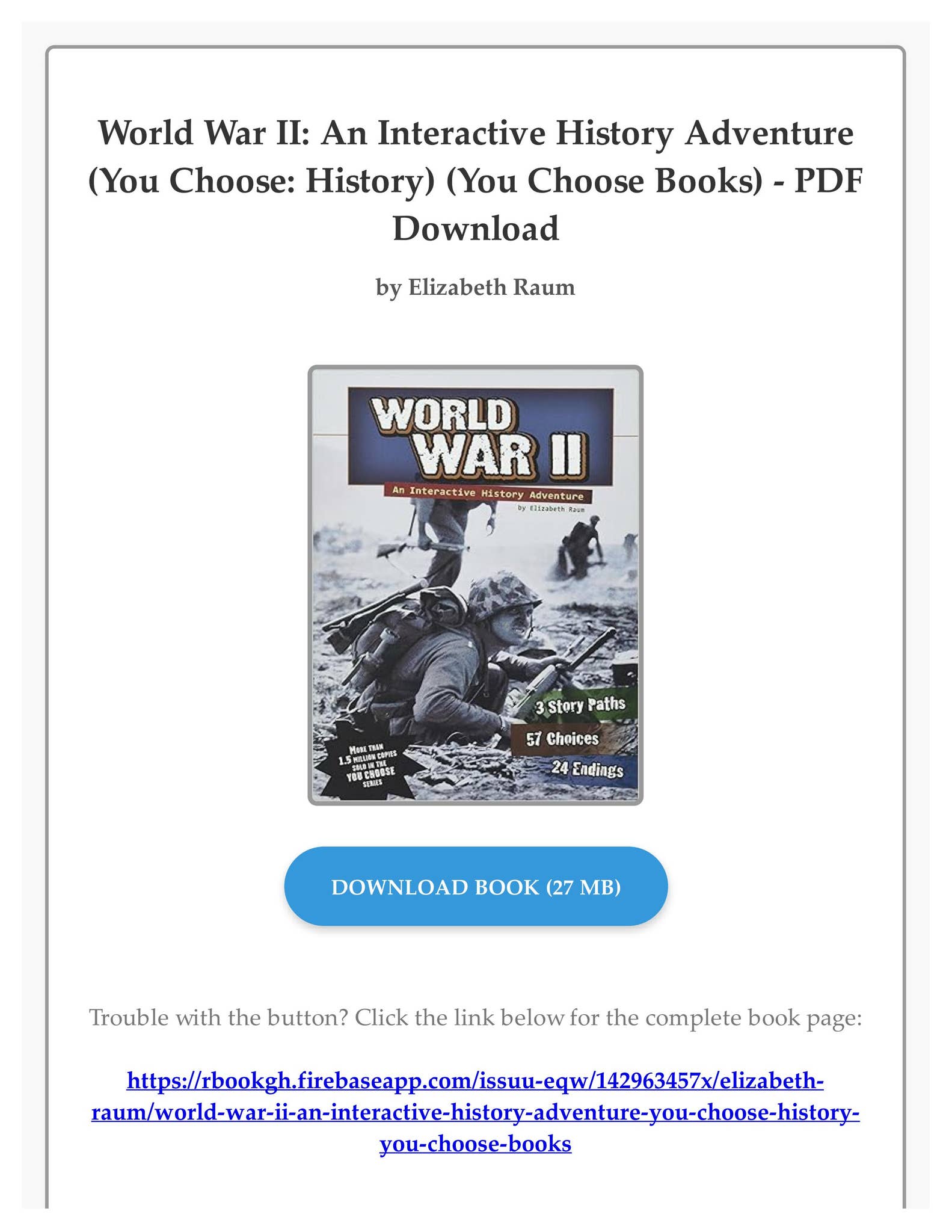 (PDF Ebook) World War II: An Interactive History Adventure (You Choose ...