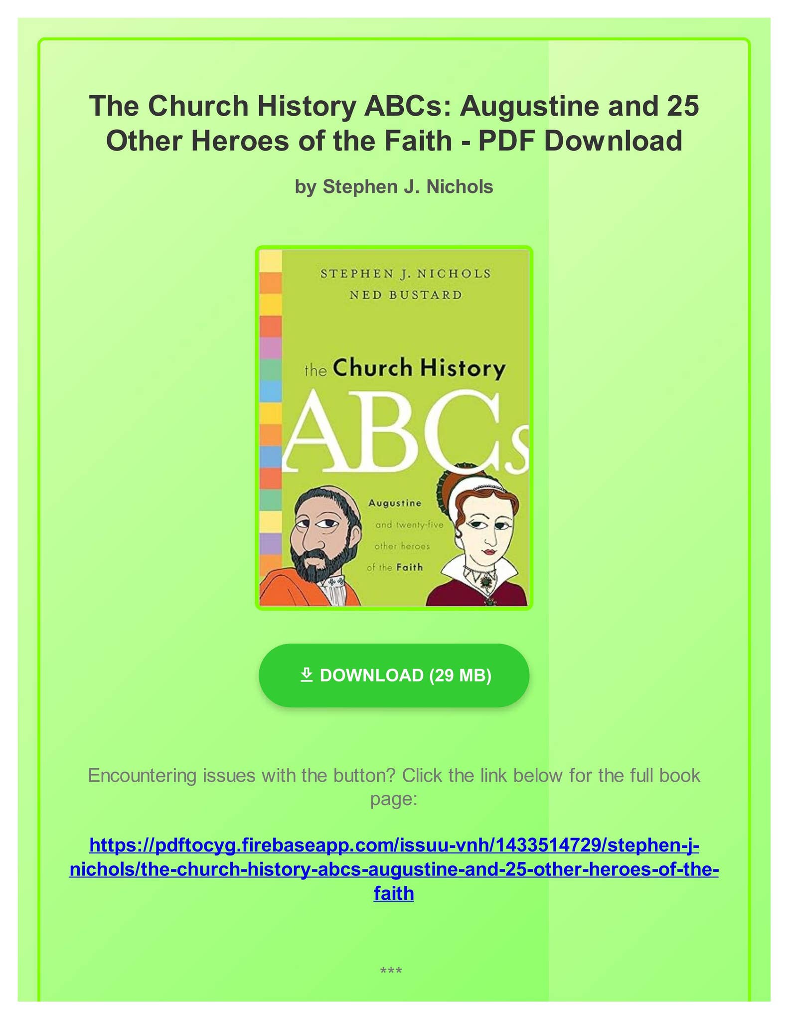 PDF EBOOK The Church History ABCs: Augustine and 25 Other Heroes of the ...