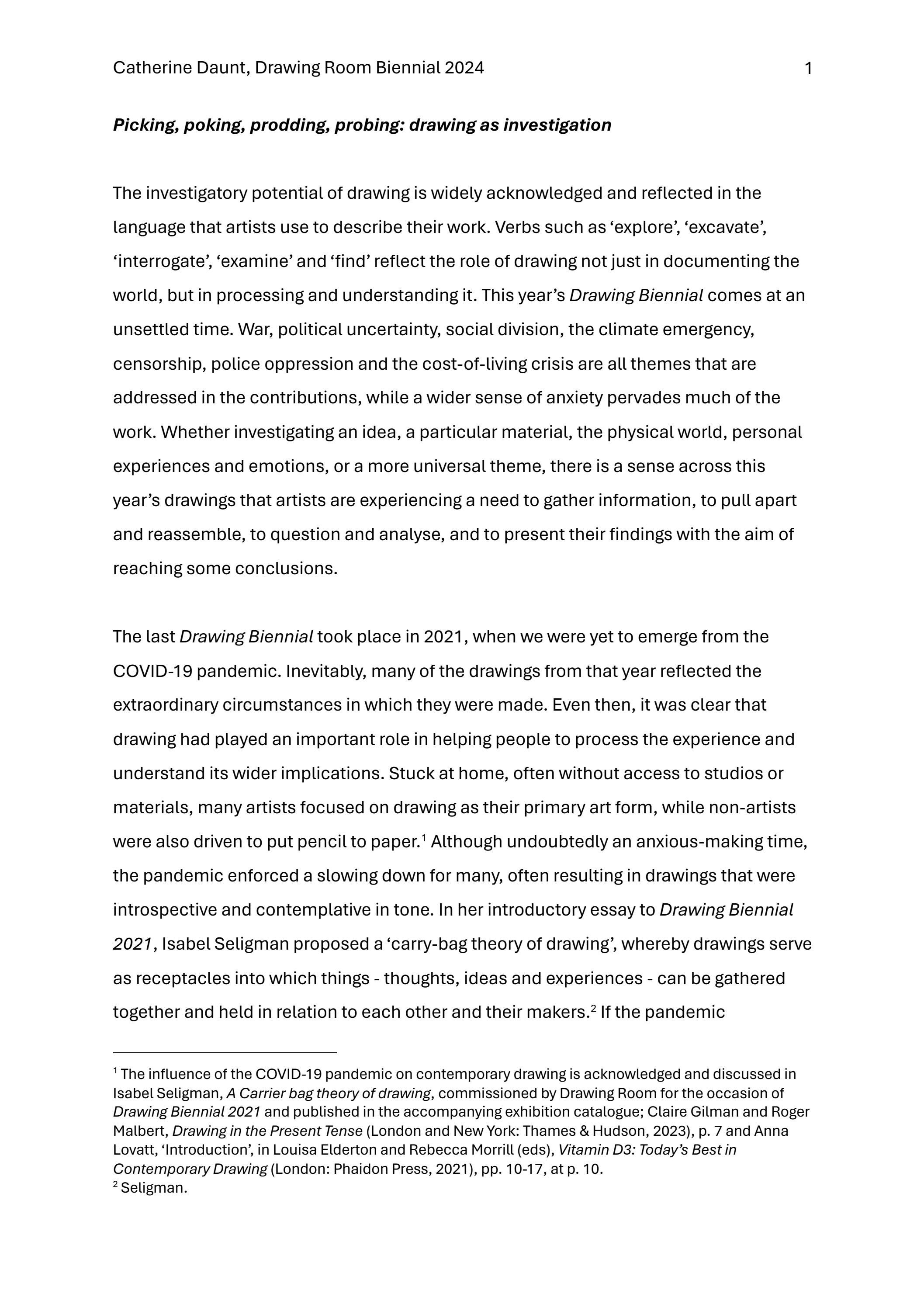 Catherine Daunt: Picking, poking, prodding, probing: drawing as ...