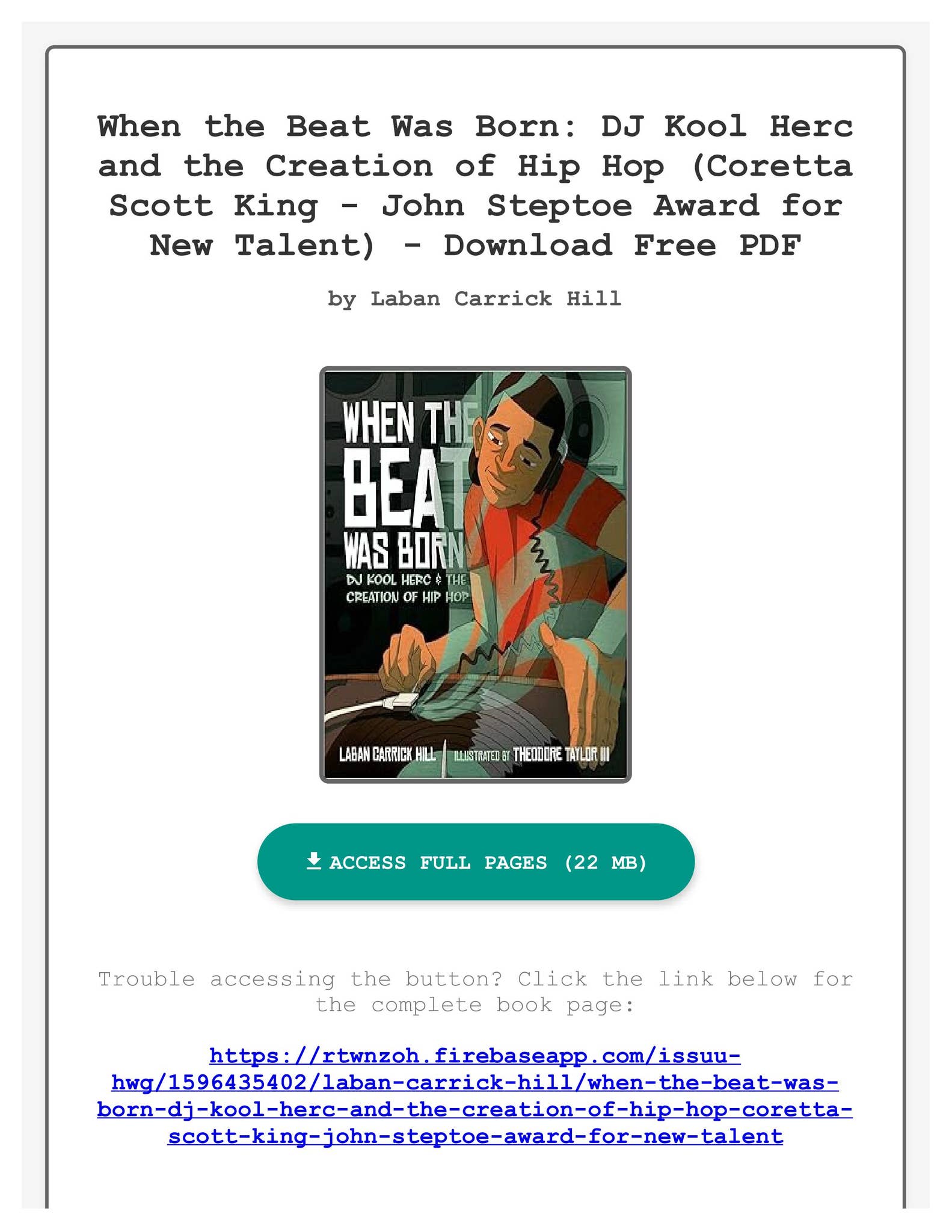 (PDF Download) When the Beat Was Born: DJ Kool Herc and the Creation of ...