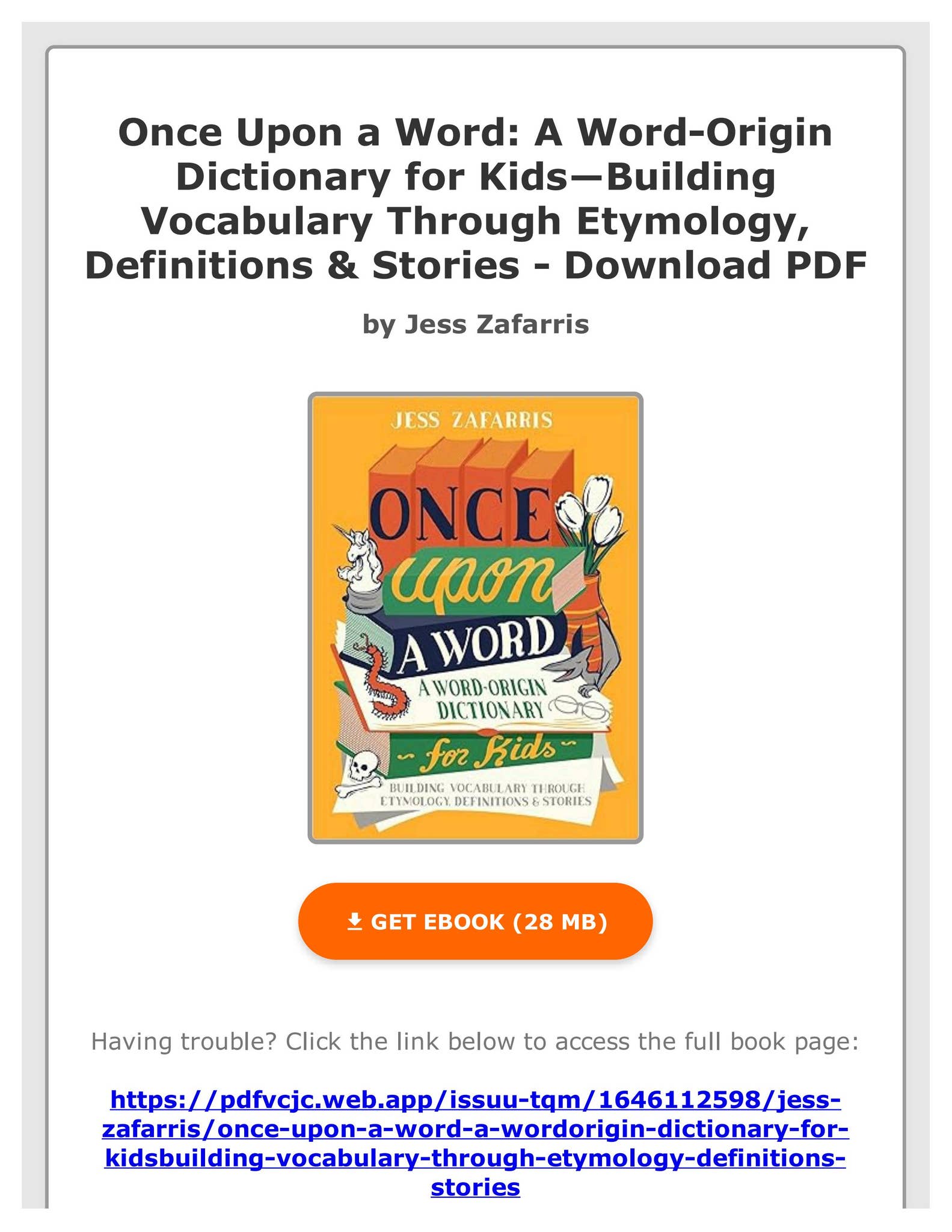 Ebook Free Once Upon a Word: A Word-Origin Dictionary for Kids―Building ...