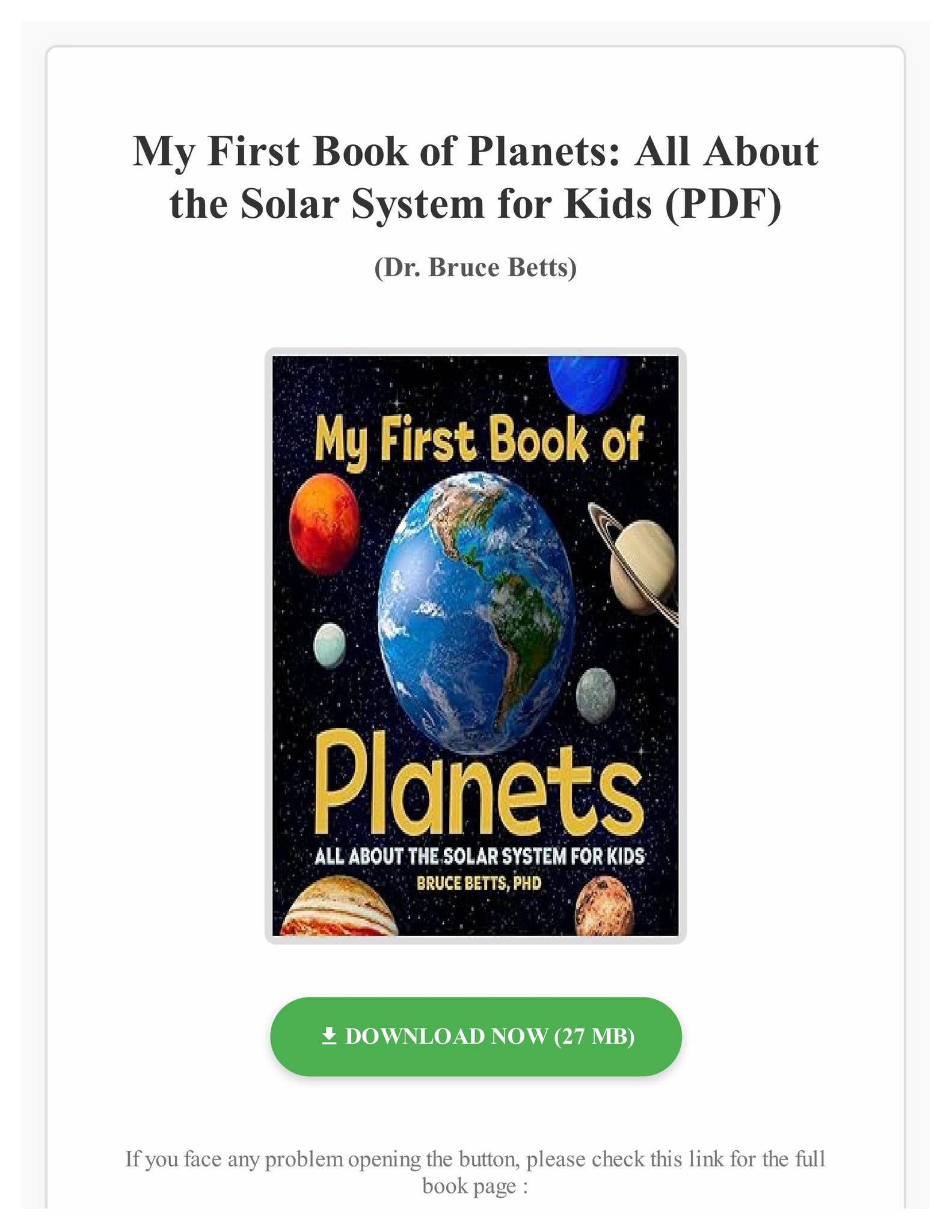 (PDF PDF) My First Book of Planets: All About the Solar System for Kids ...