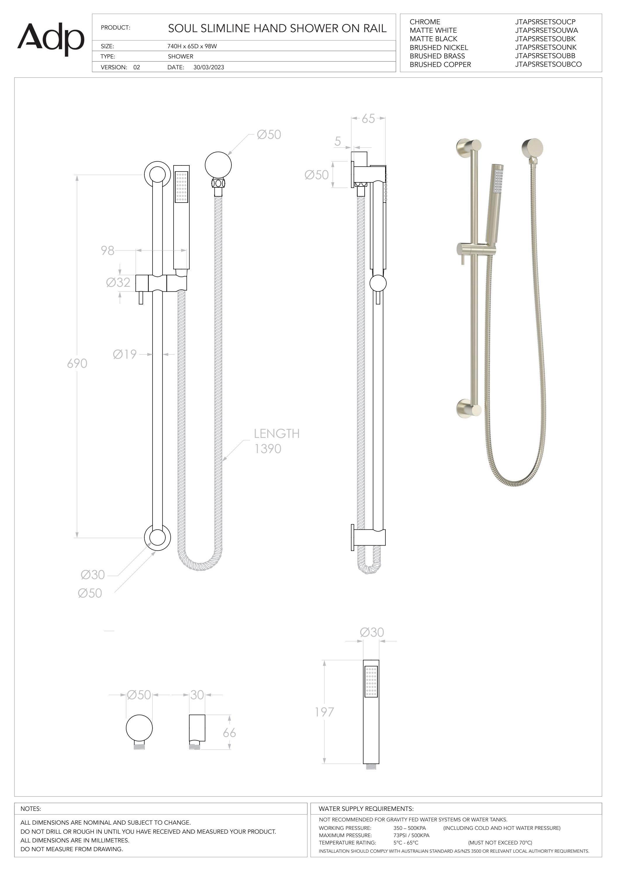 soul-slimline-hand-shower-on-rail-spec-v2 by Tilemall - Issuu