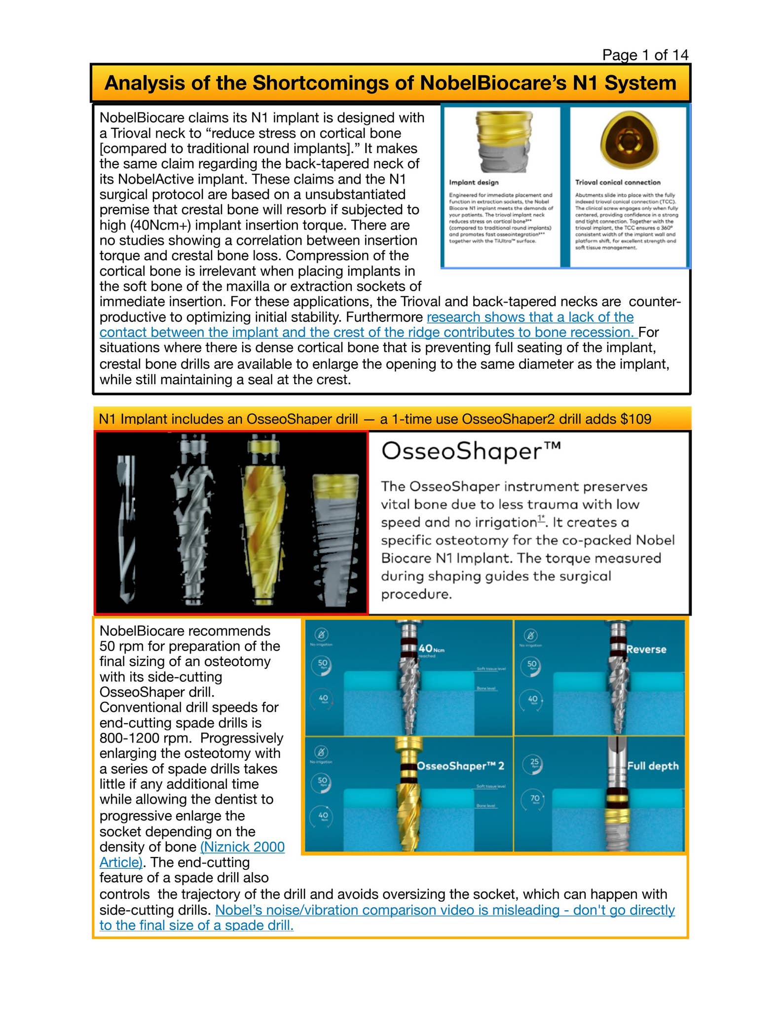 Shortcomings of NobelBiocare’s N1 System by Dr.Niznick - Issuu