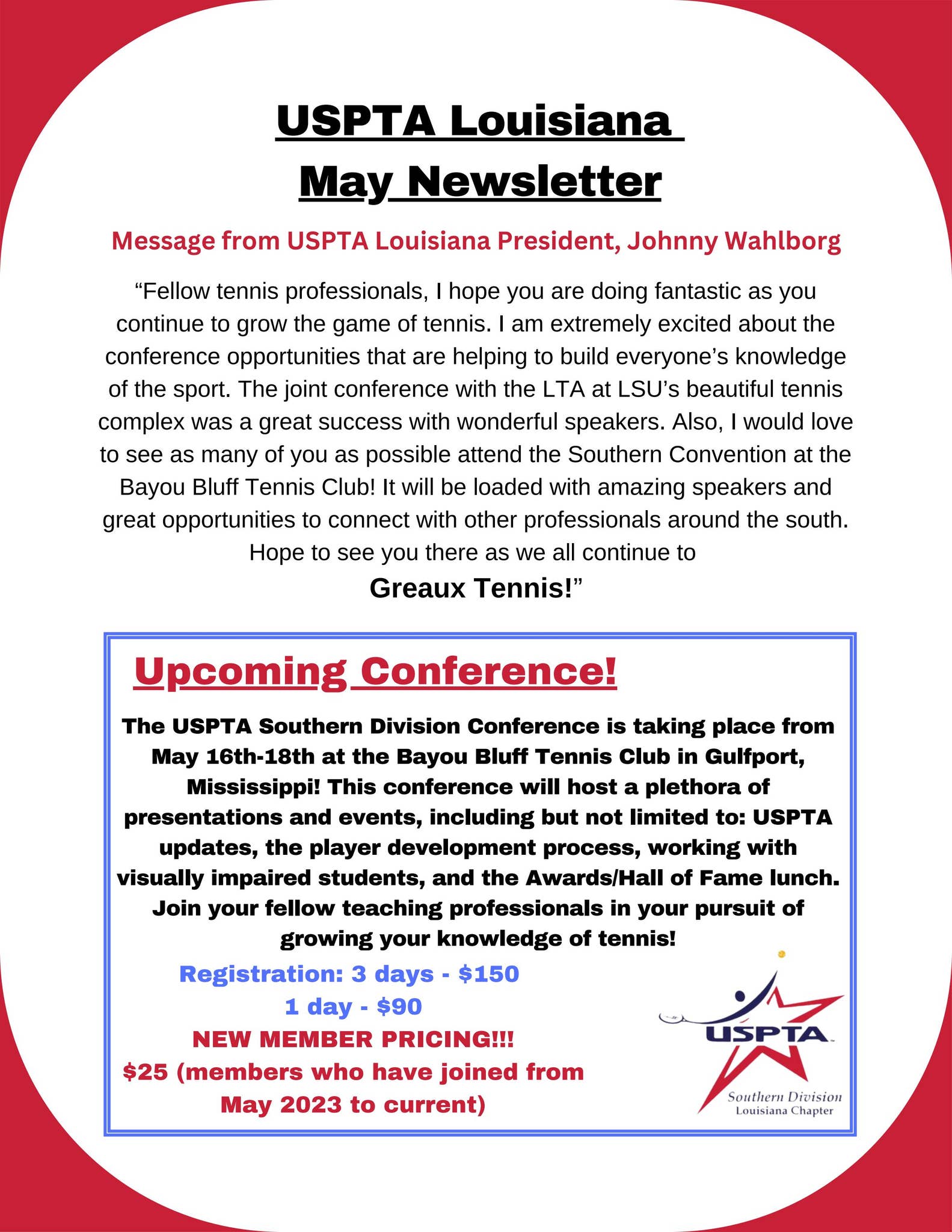 USPTA LA Newsletter May 2024 by USPTA Southern - Issuu