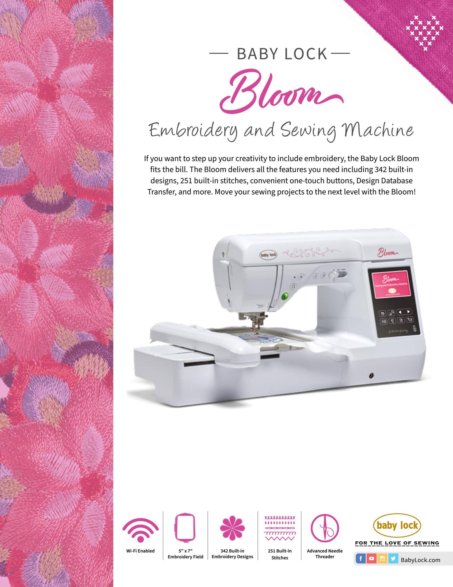 Baby Lock Bloom Spec Sheet by babylocksewing - Issuu