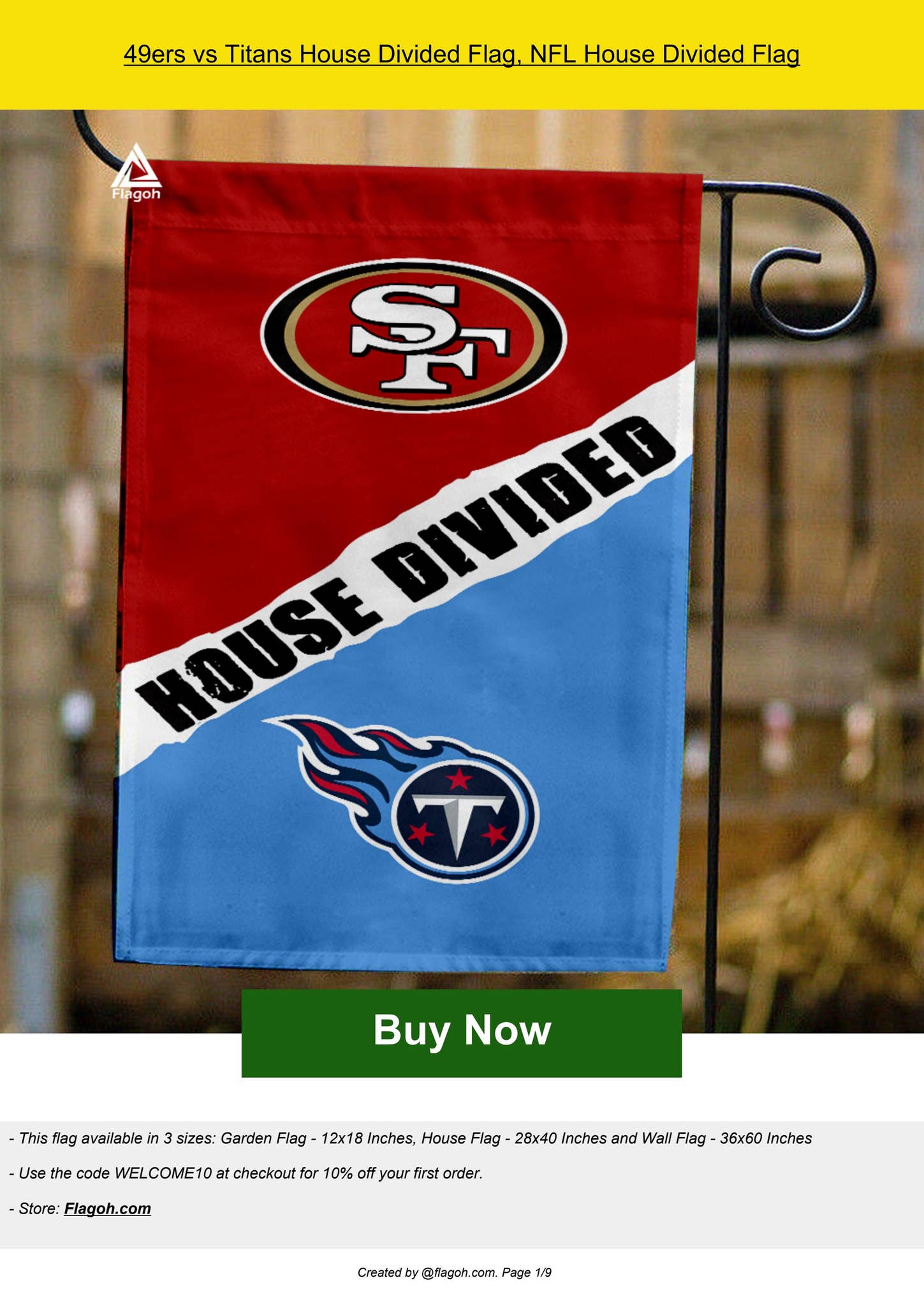 49ers vs Titans House Divided Flag, NFL House Divided Flag by flagoh ...