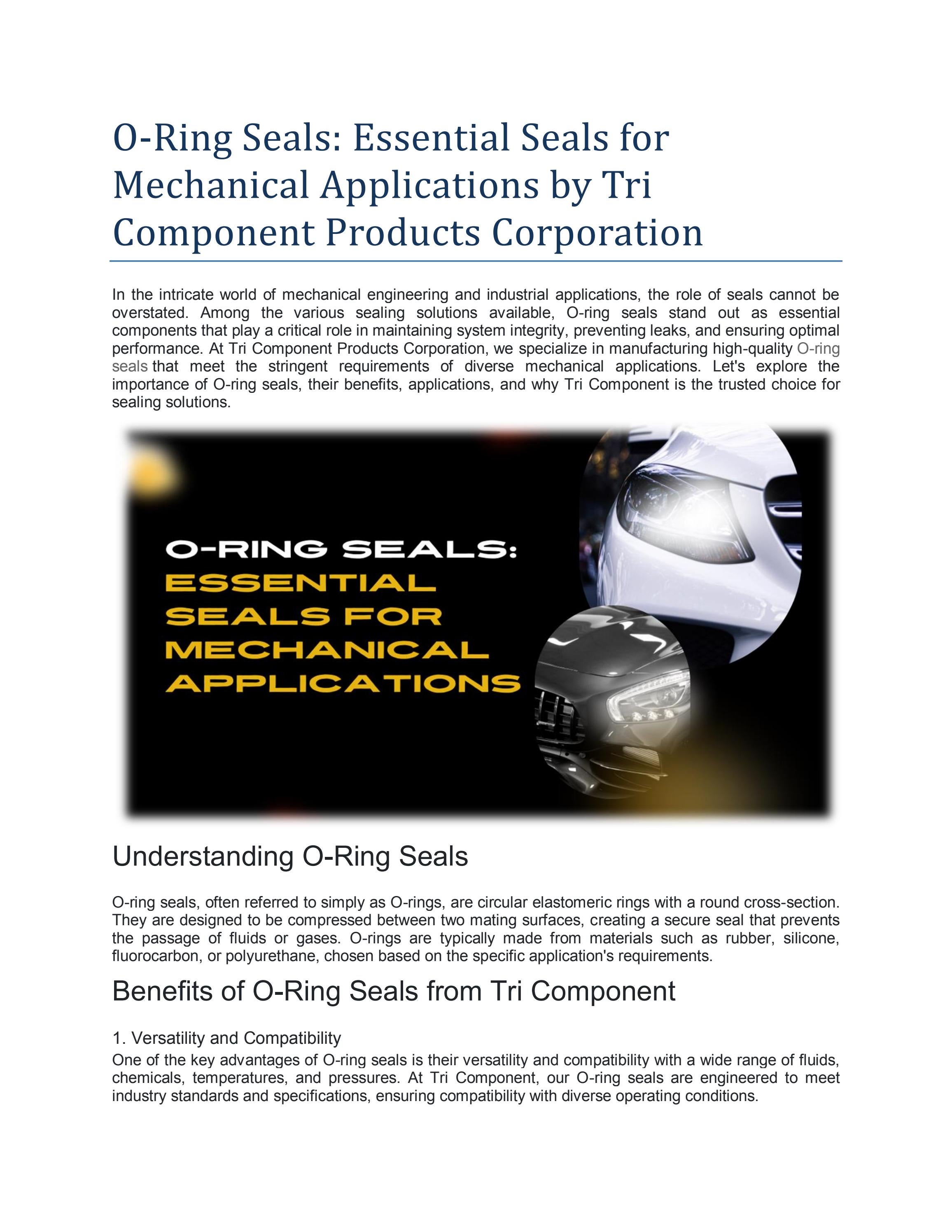 O-Ring Seals: Essential Seals for Mechanical Applications by Tri ...