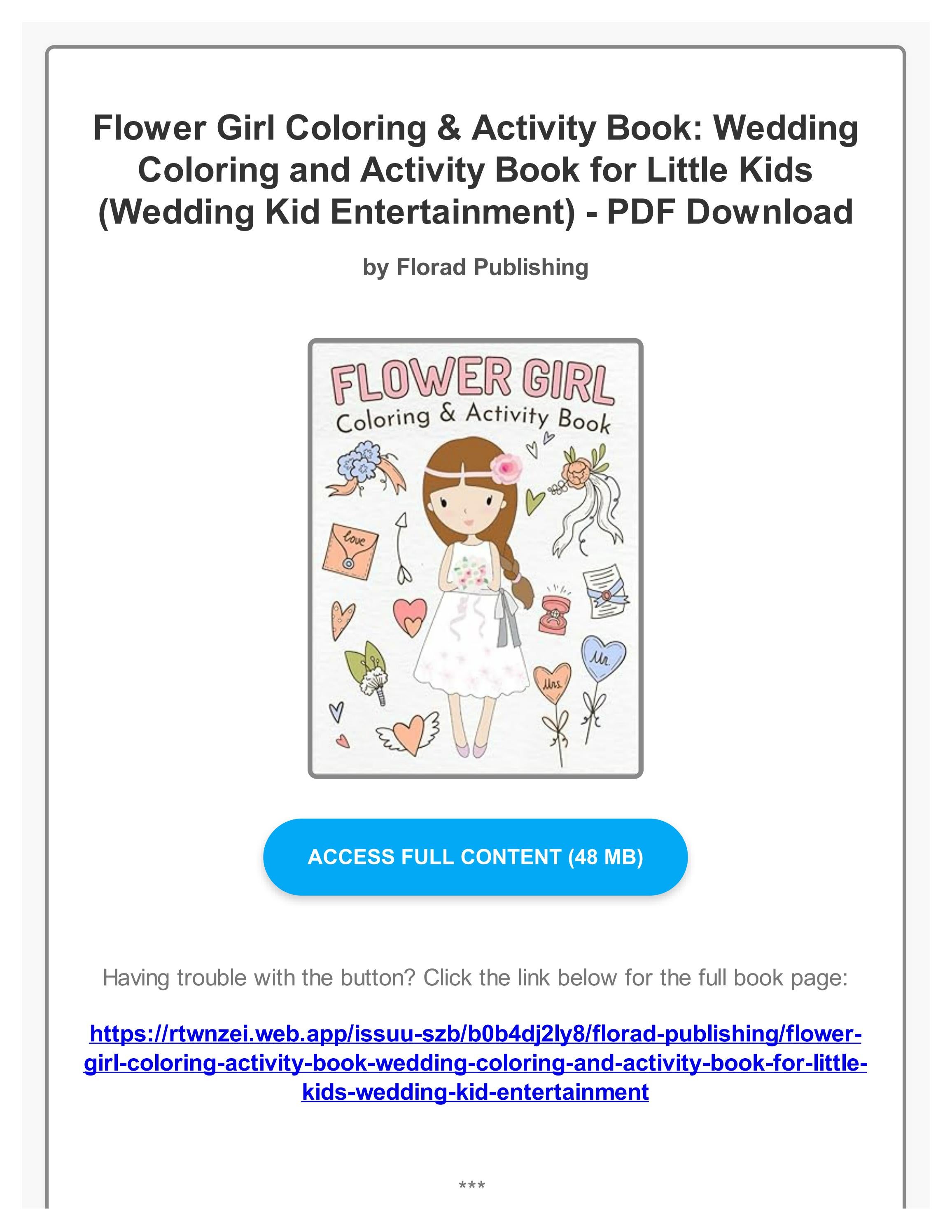 (Free PDF) Flower Girl Coloring & Activity Book: Wedding Coloring and ...