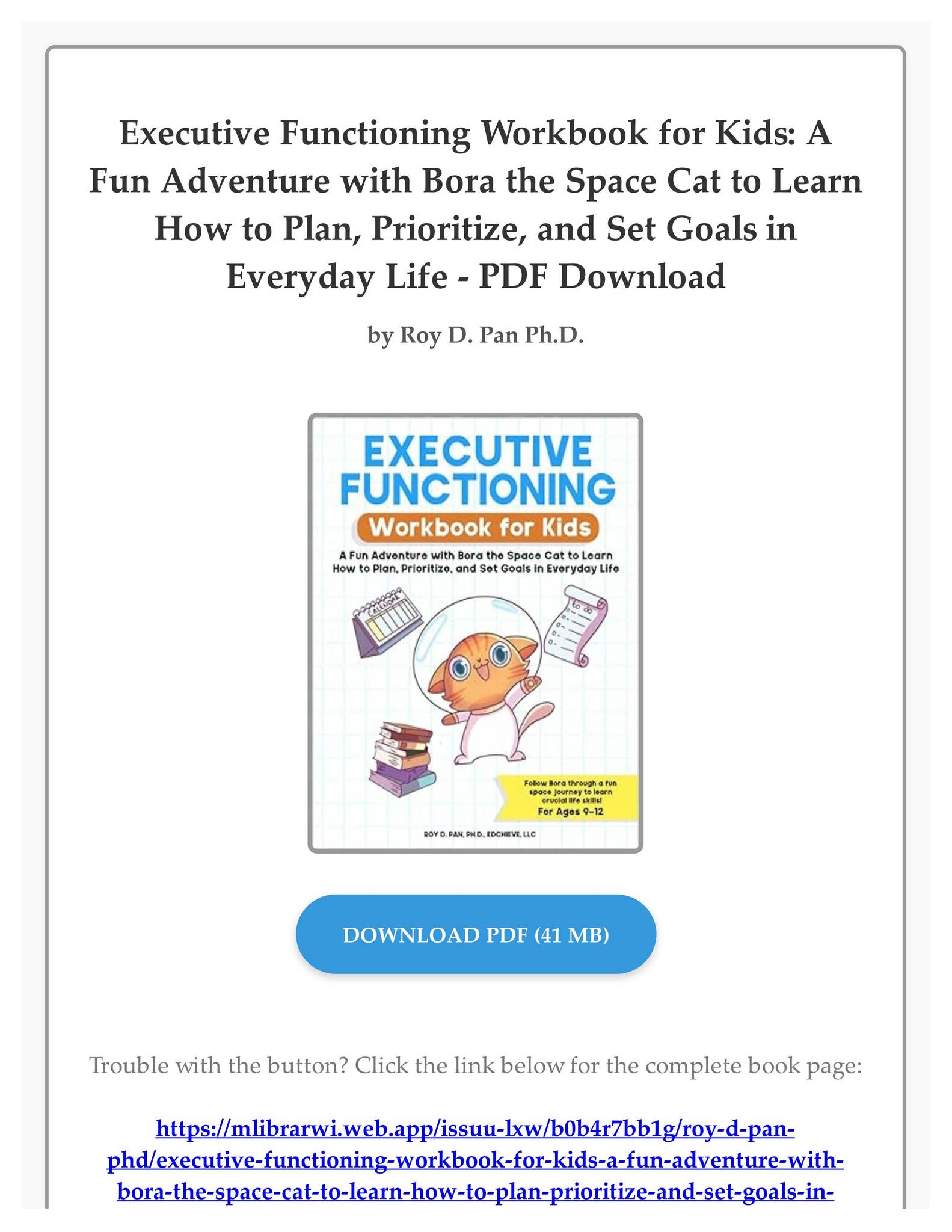 Free Pdf Executive Functioning Workbook for Kids: A Fun Adventure with ...