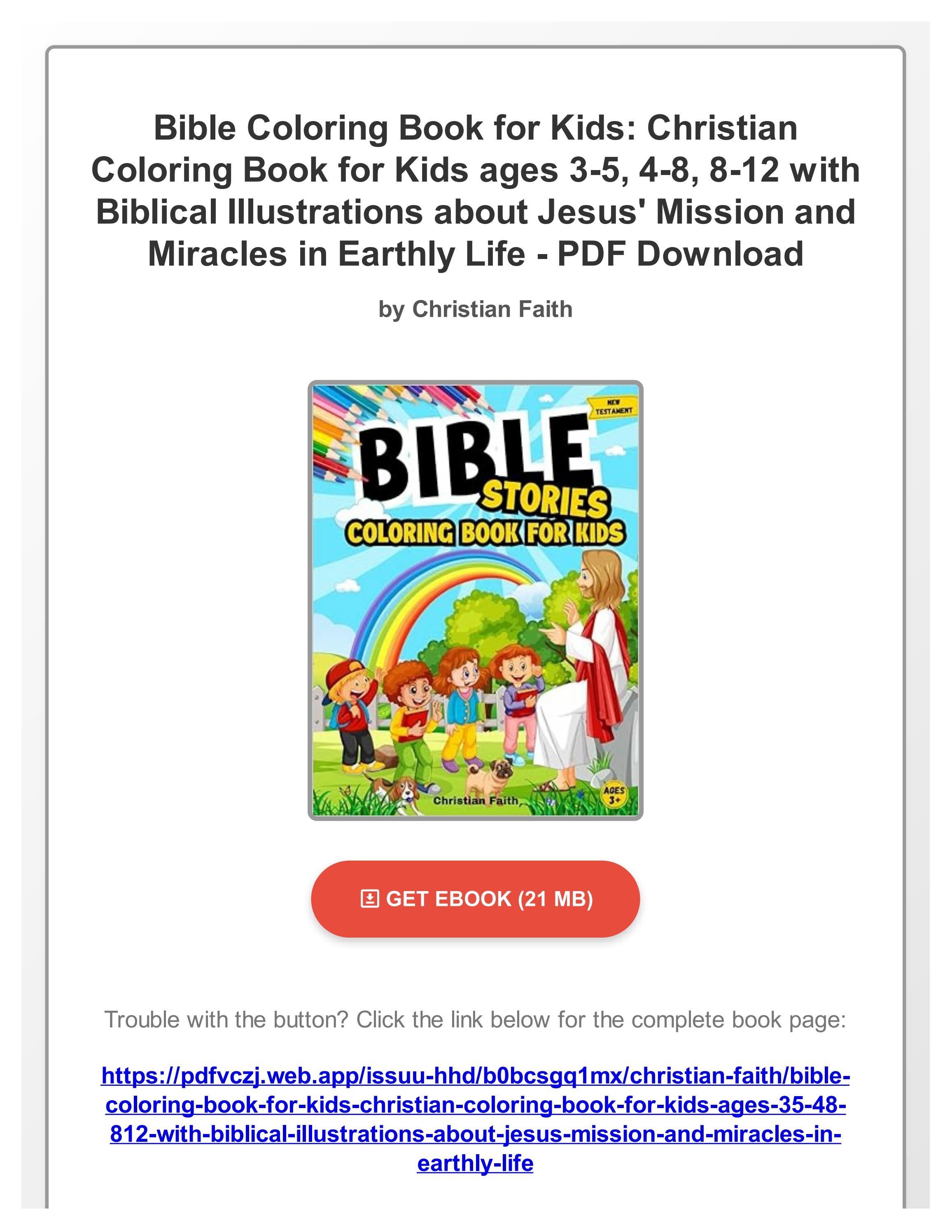 (PDF PDF) Bible Coloring Book for Kids: Christian Coloring Book for ...