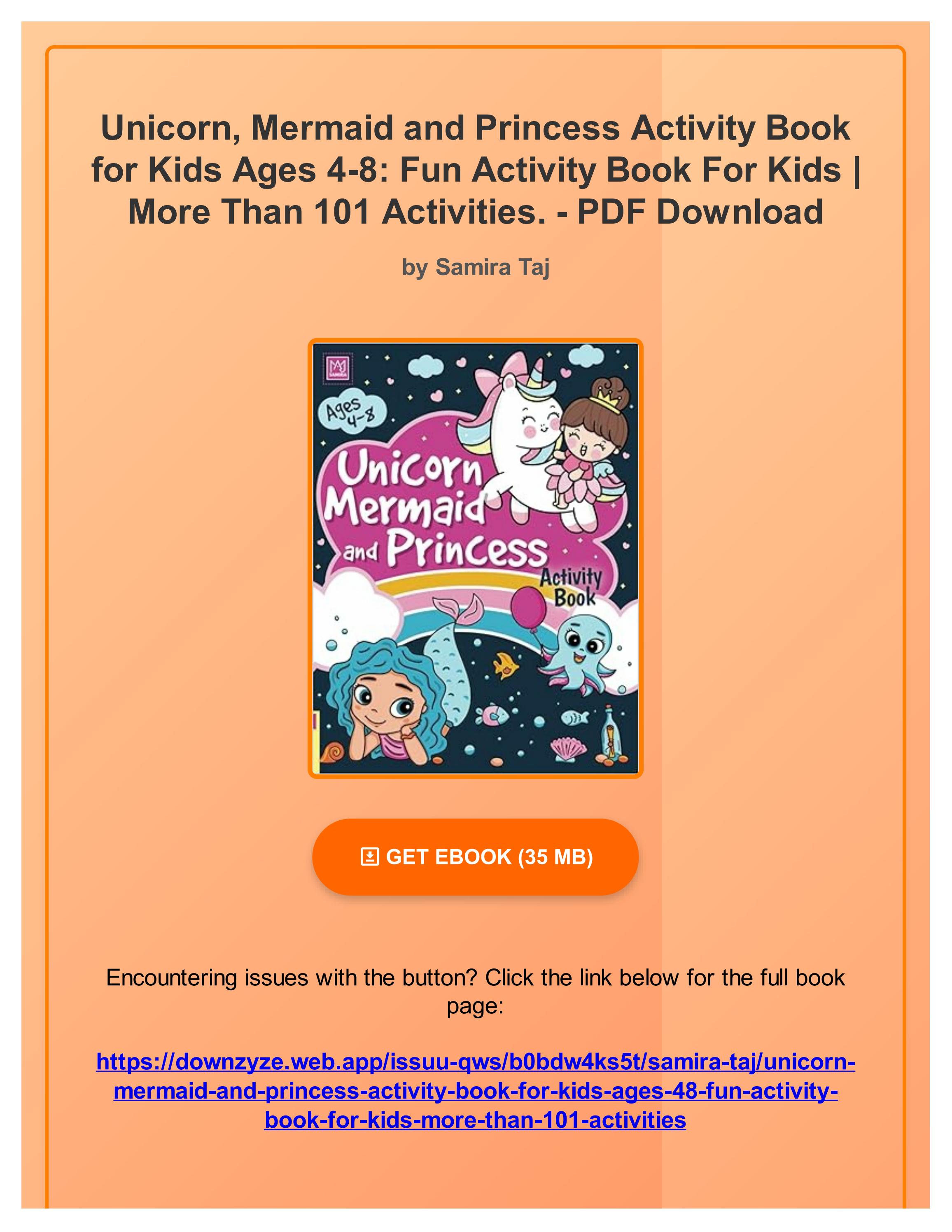 (PDF Download) Unicorn, Mermaid and Princess Activity Book for Kids ...