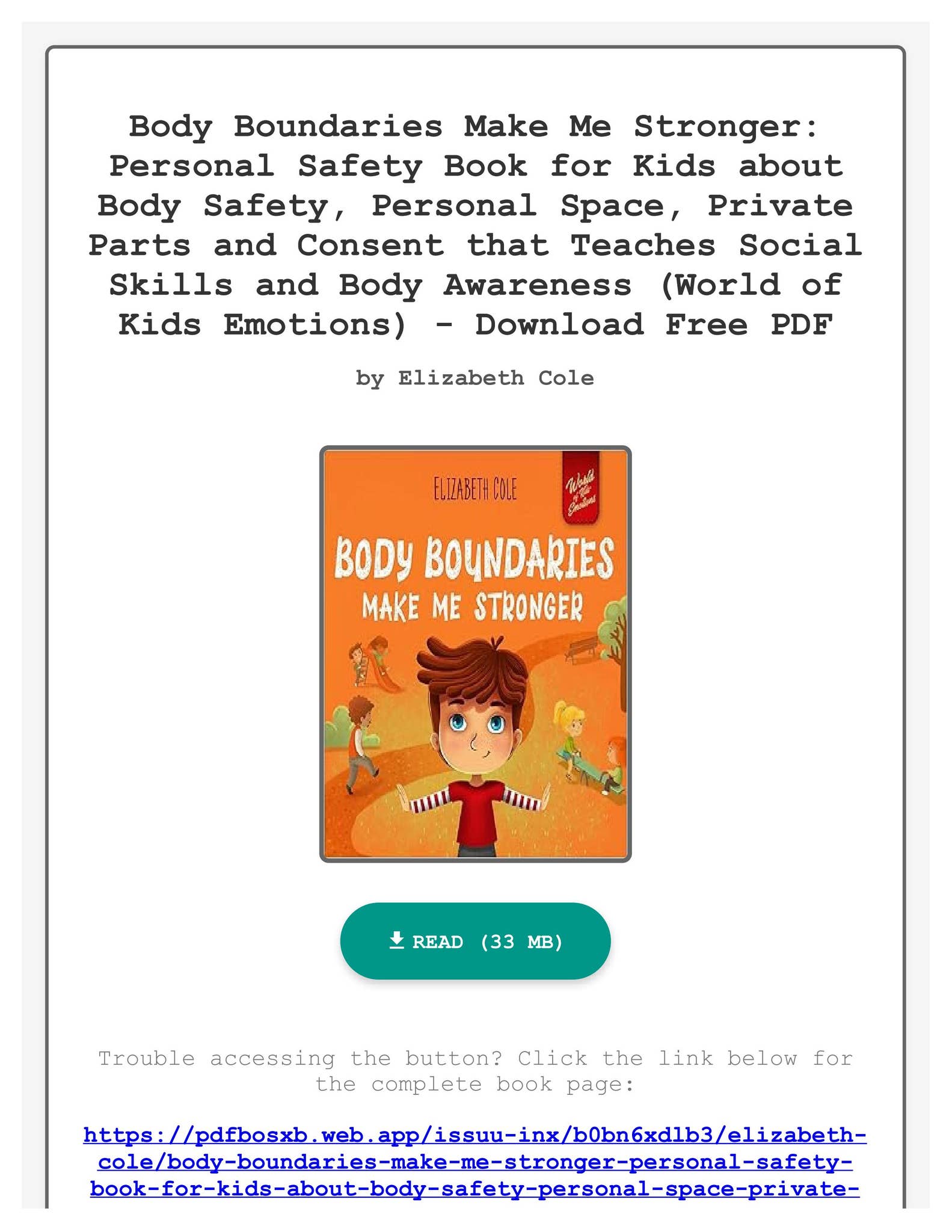 (Ebook) Body Boundaries Make Me Stronger: Personal Safety Book for Kids ...