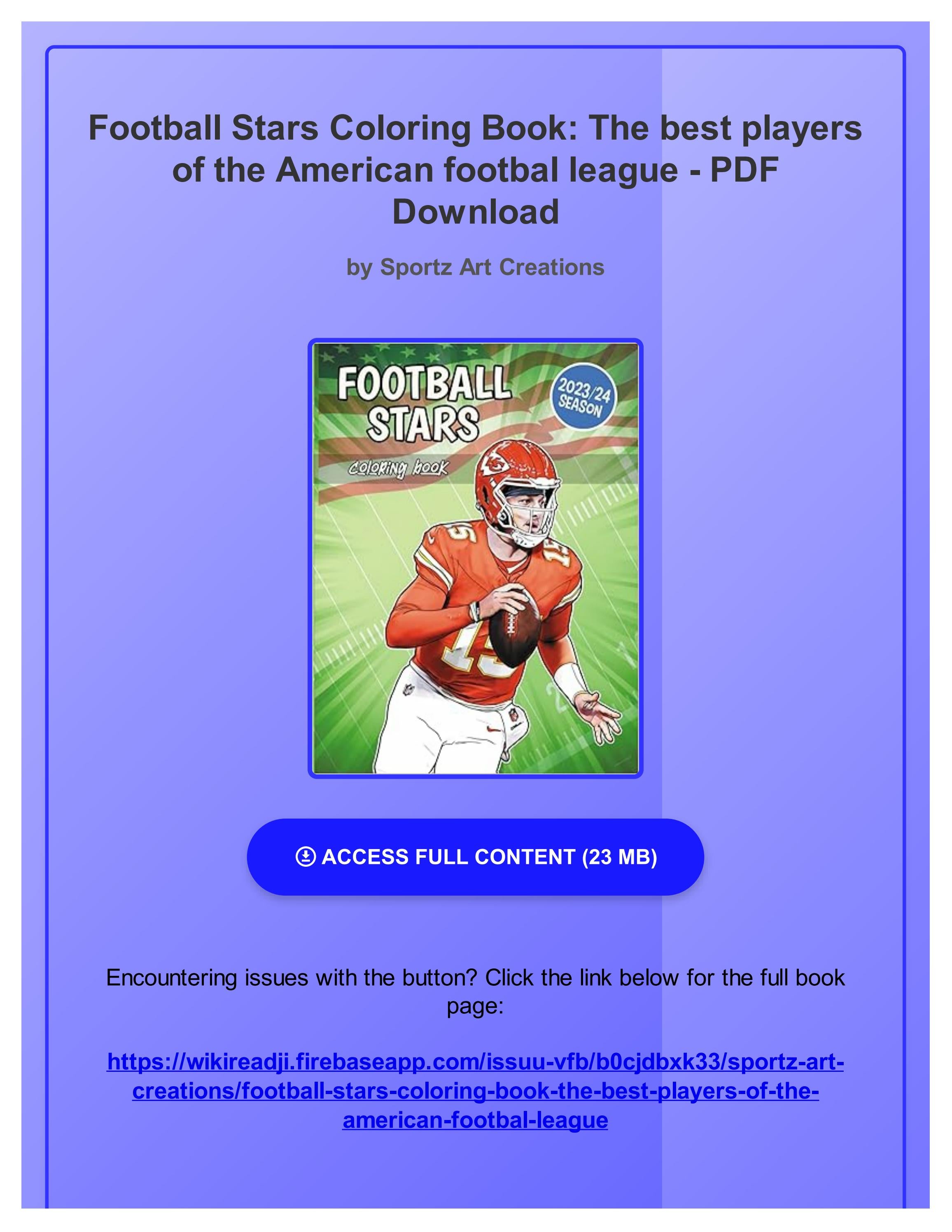 PDF Free Football Stars Coloring Book: The best players of the American ...