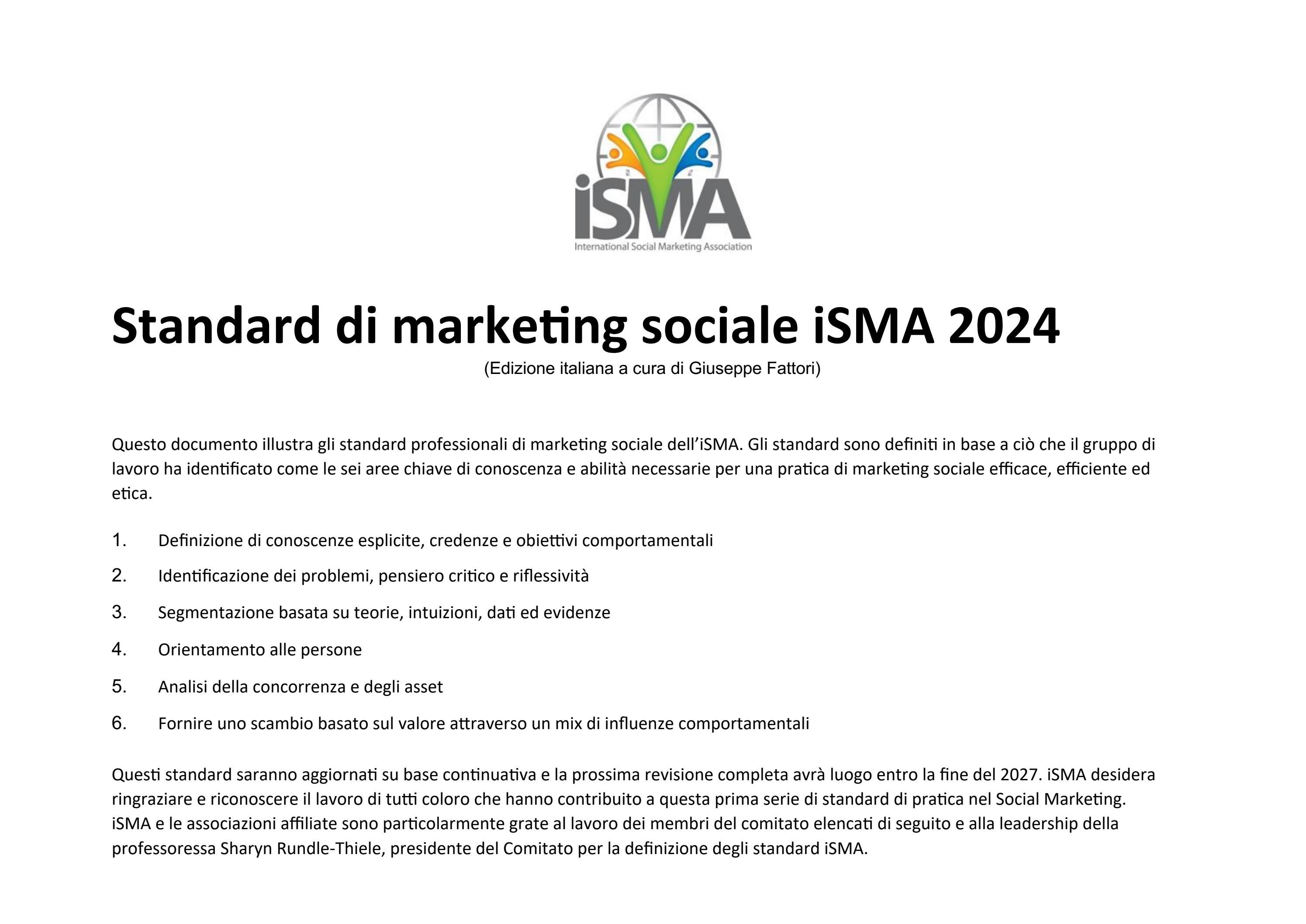 Standard di marketing sociale iSMA 2024 by Fattori - Issuu
