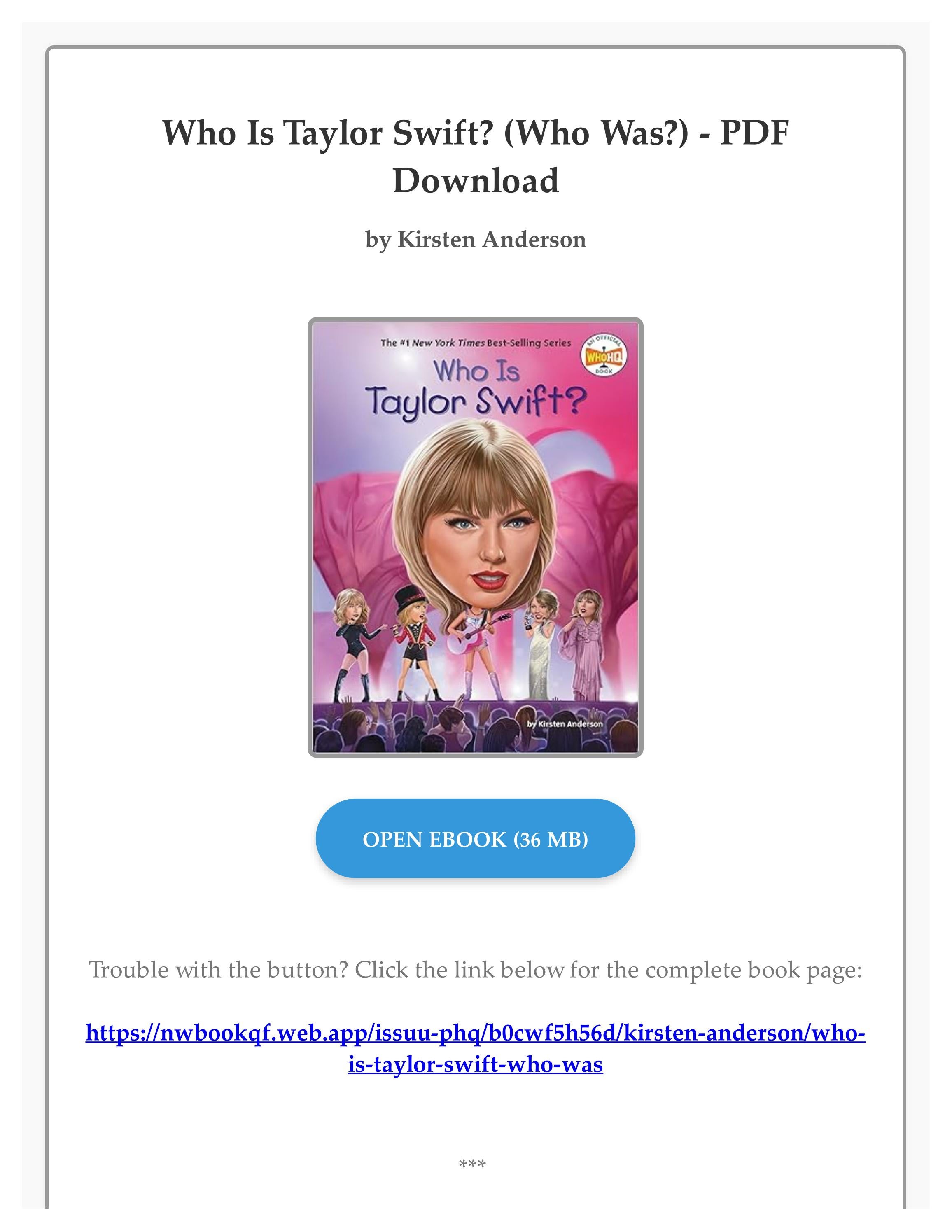 (PDF Free) Who Is Taylor Swift? (Who Was?) by Kirsten Anderson by ...