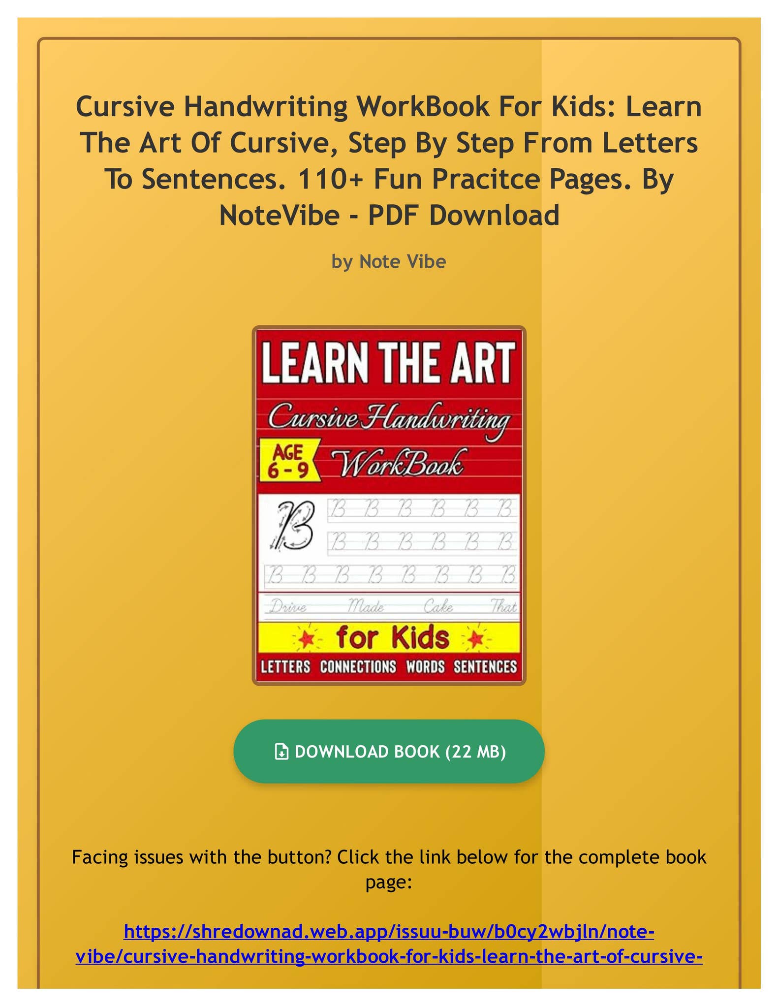 (FREE) (PDF) Cursive Handwriting WorkBook For Kids: Learn The Art Of ...