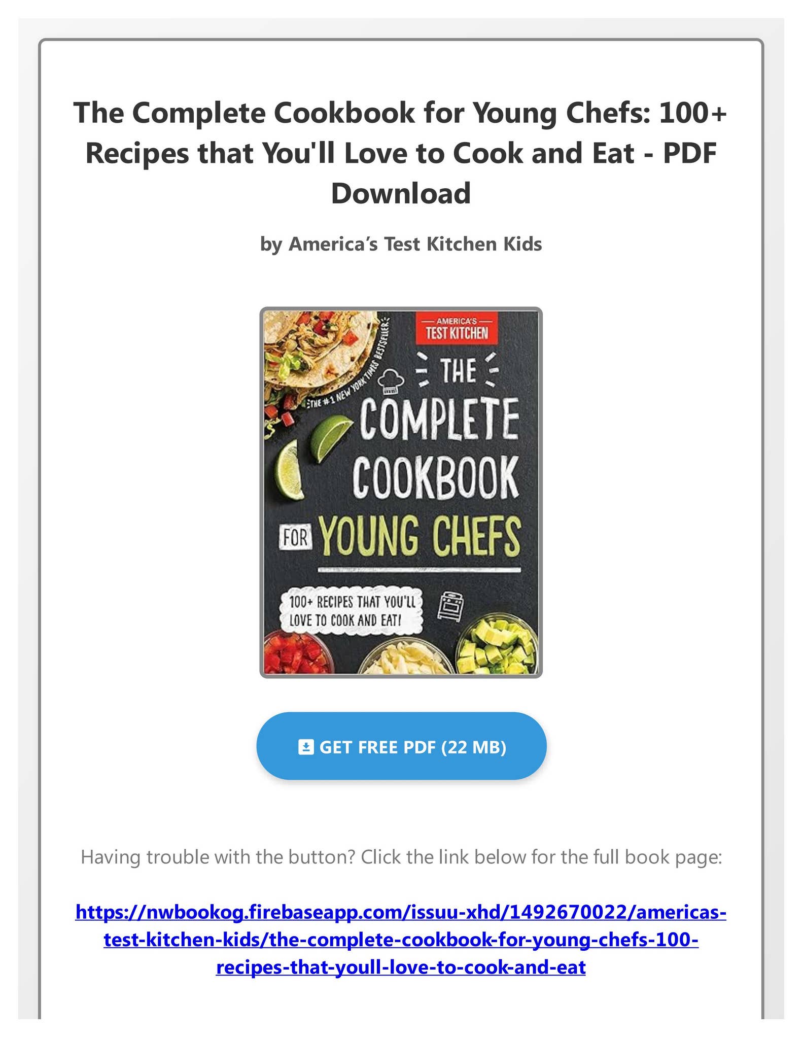 (Free PDF) The Complete Cookbook for Young Chefs: 100+ Recipes that You ...