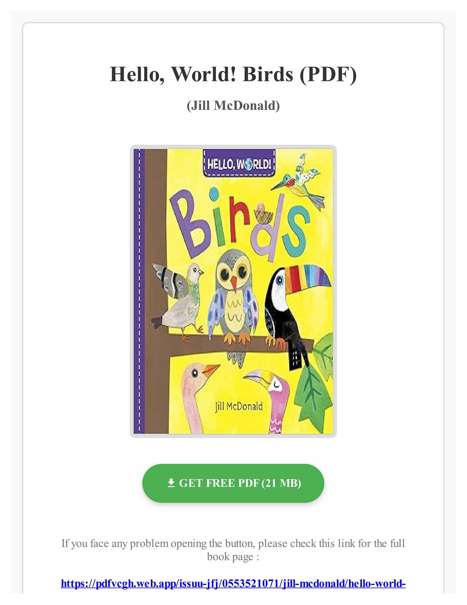 [PDF Hello, World! Birds by Jill McDonald by CollinsDDSyo - Issuu