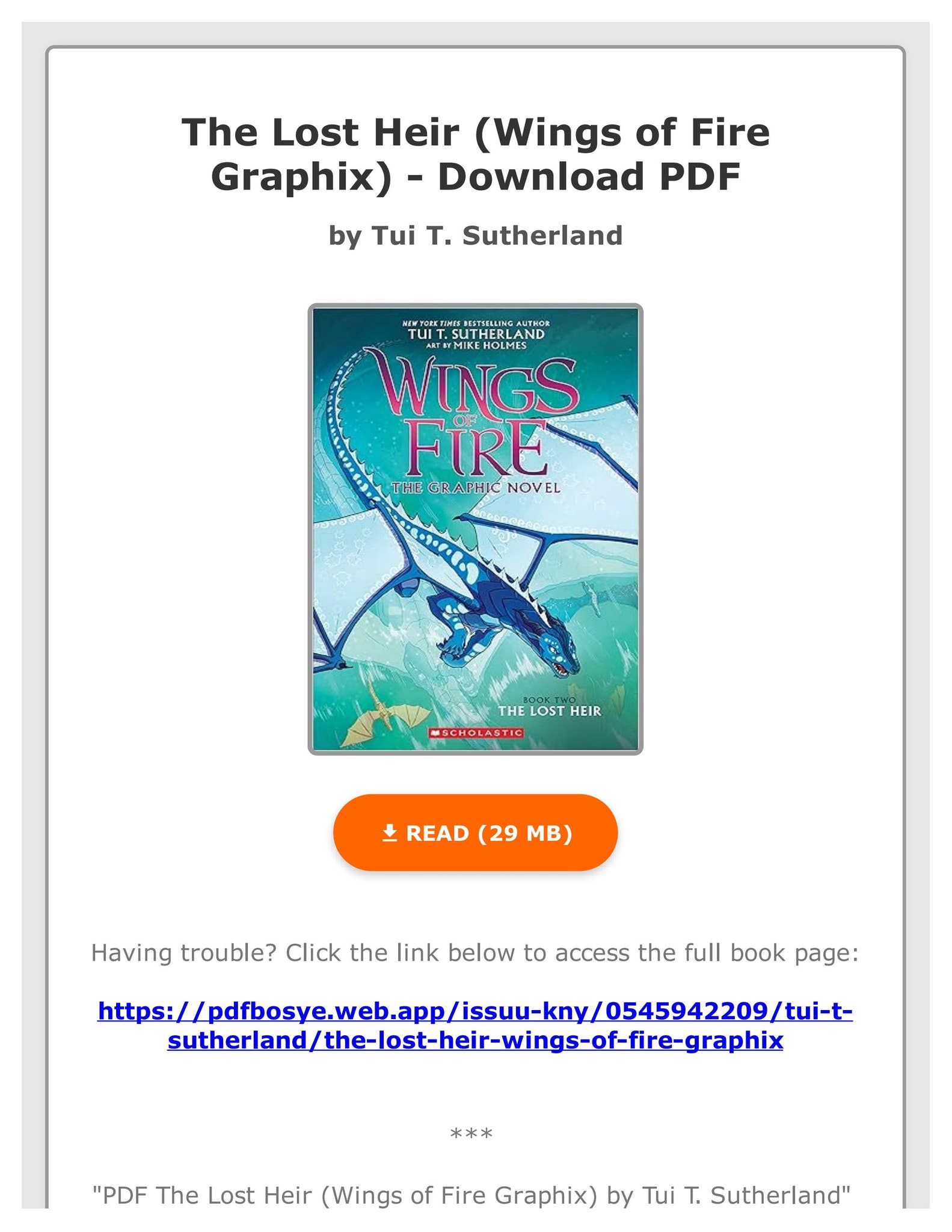 PDF The Lost Heir (Wings of Fire Graphix) by Tui T. Sutherland by ...