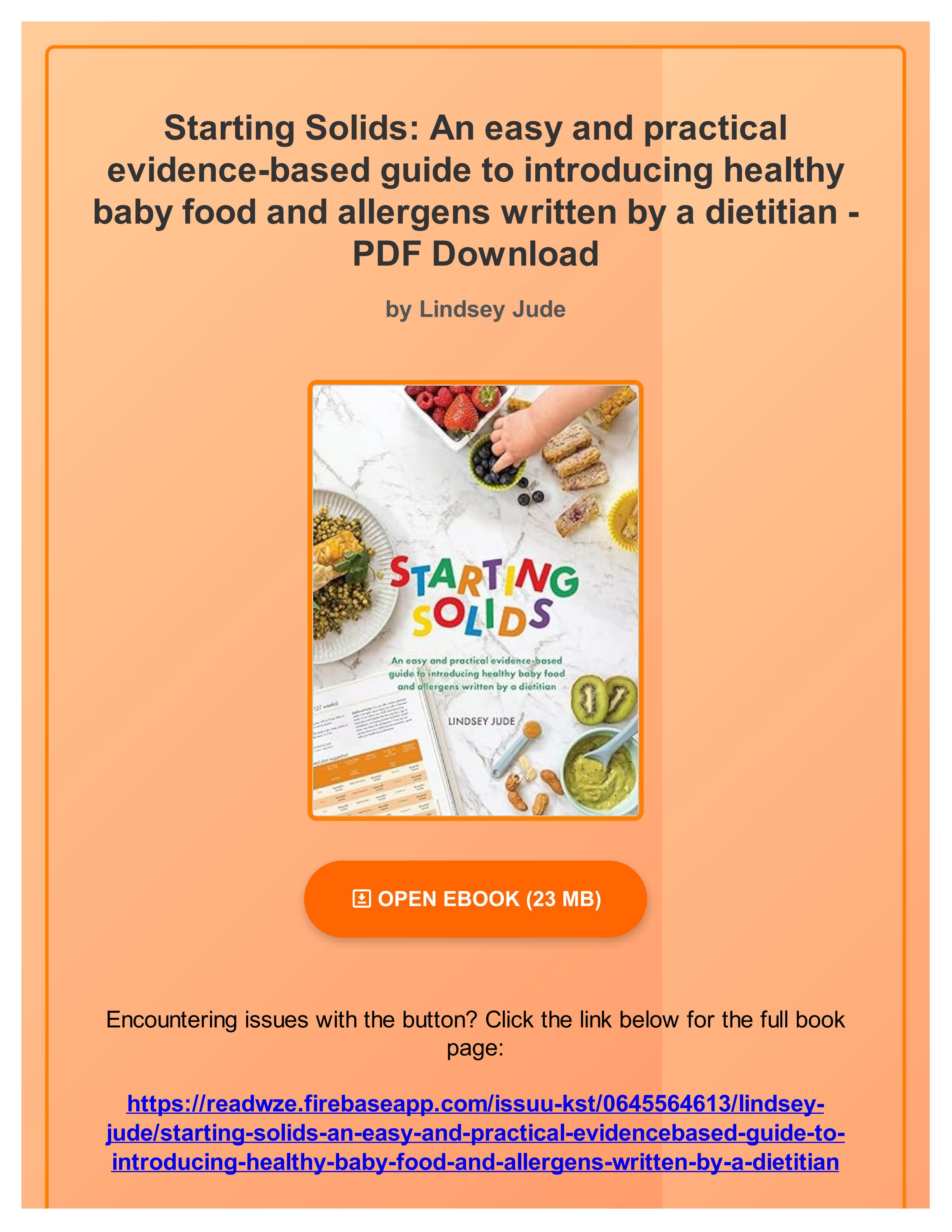 (EBOOK)(PDF) Starting Solids: An easy and practical evidence-based guide to introducing healthy ...