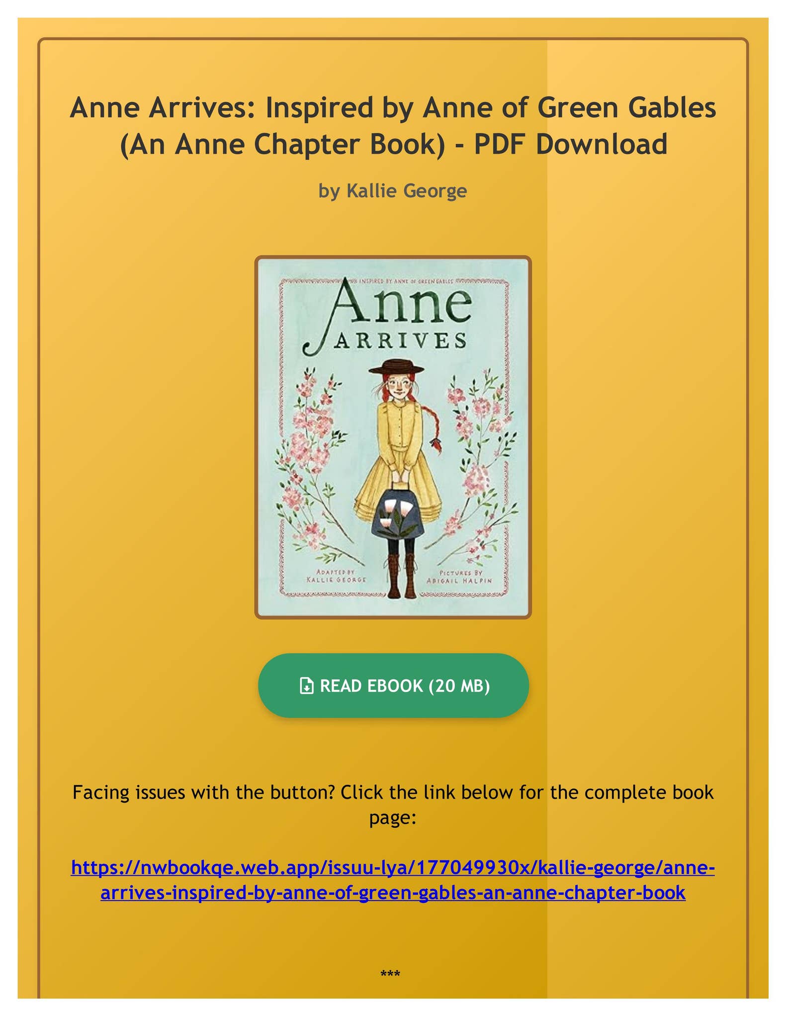 PDF Anne Arrives: Inspired by Anne of Green Gables (An Anne Chapter ...