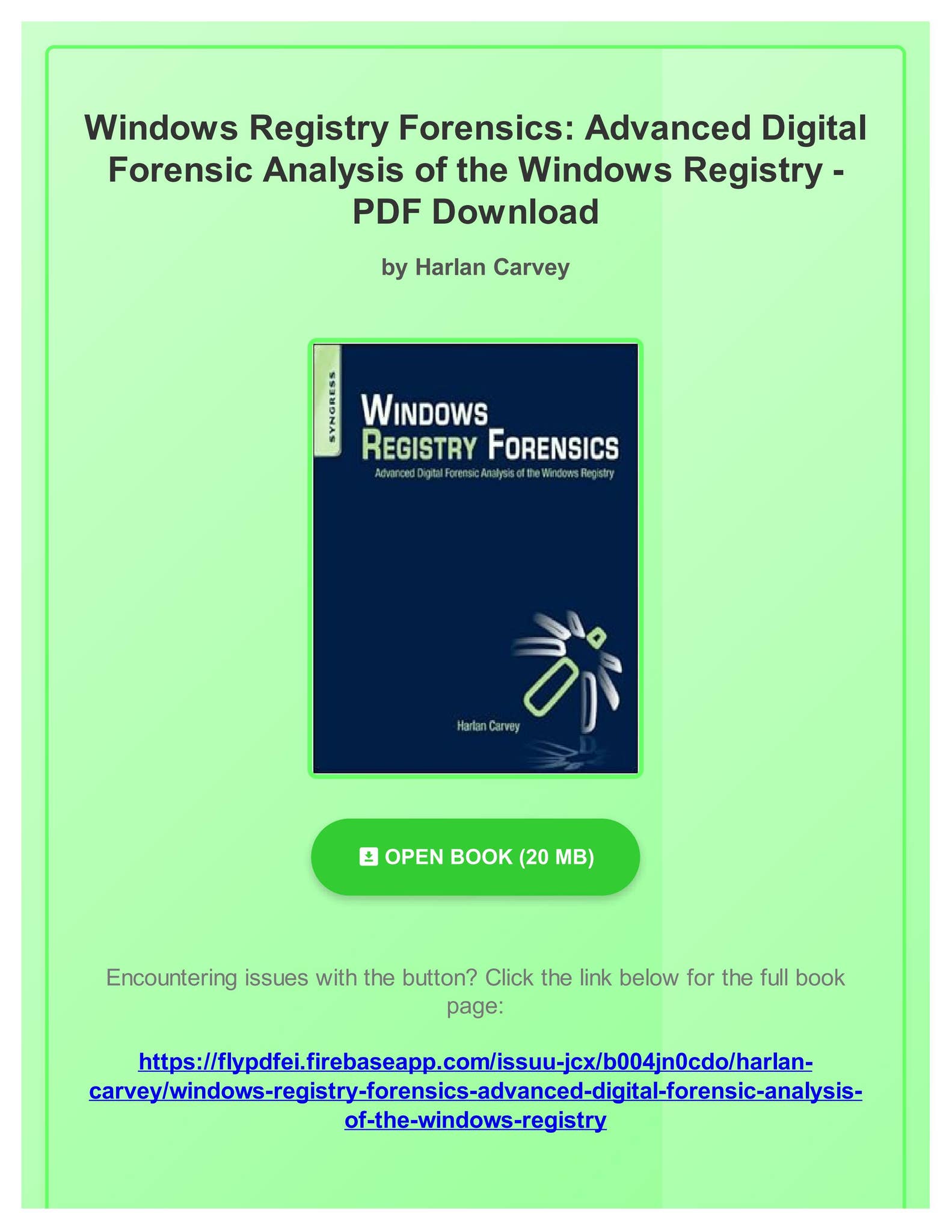 PDF Windows Registry Forensics: Advanced Digital Forensic Analysis of the Windows Registry by ...