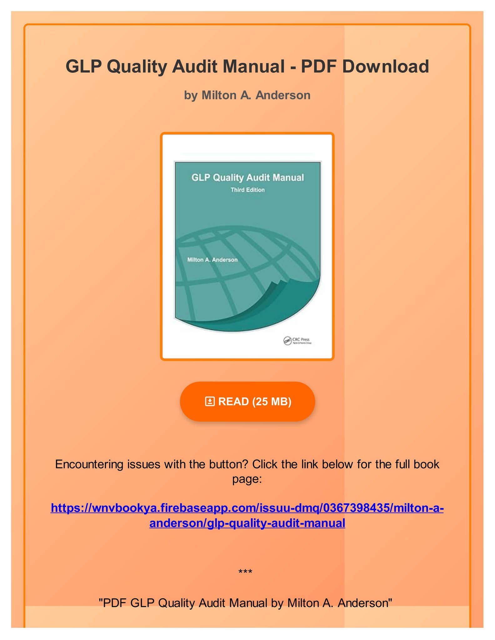 PDF GLP Quality Audit Manual by Milton A. Anderson by KyleeLindty - Issuu