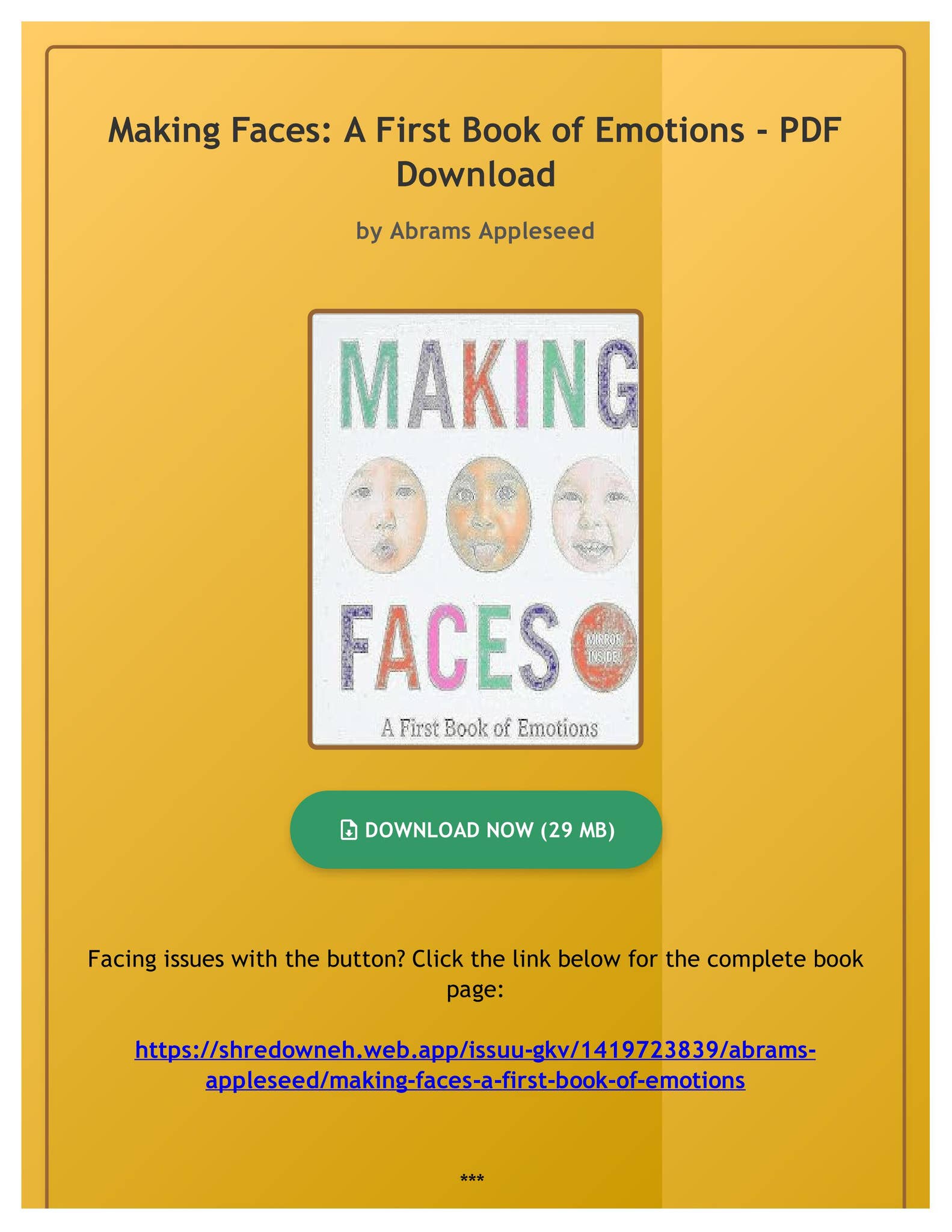 PDF eBOOK Making Faces: A First Book of Emotions by Abrams Appleseed by ...