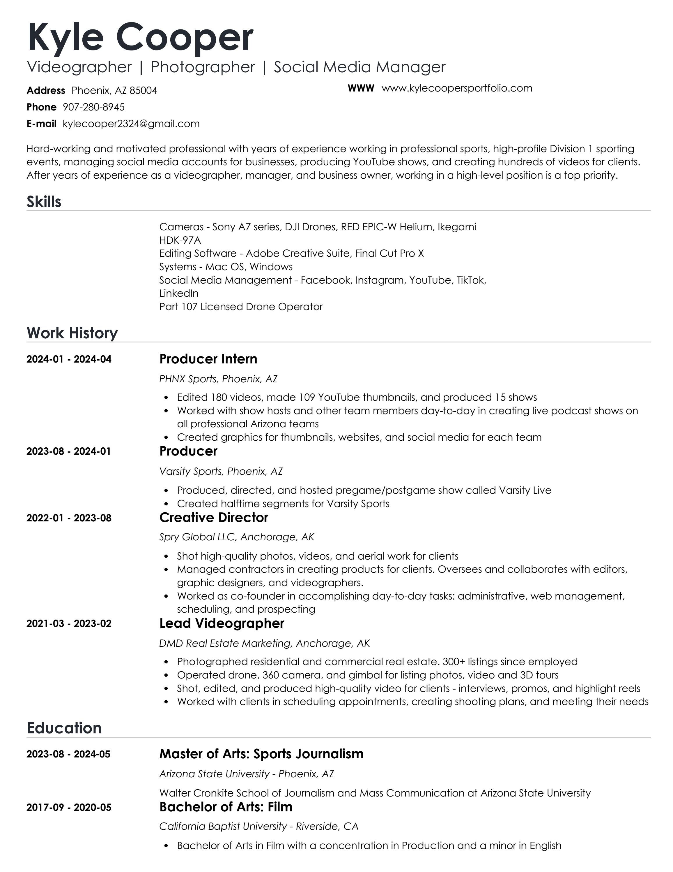 Kyle Cooper - Resume by Kyle Cooper - Issuu