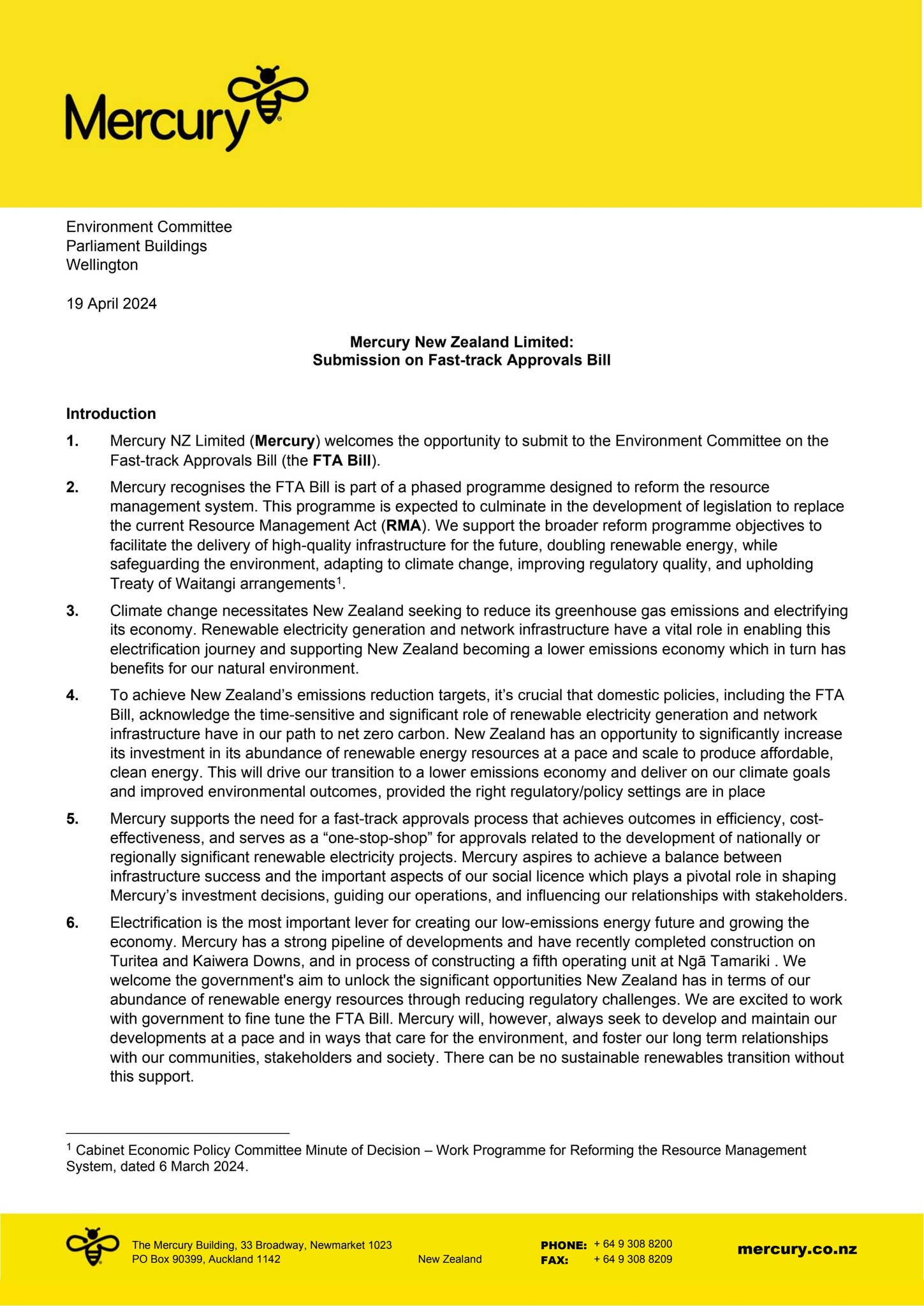 MERCURY SUBMISSION ON FAST-TRACK APPROVALS BILL by Mercury - Issuu