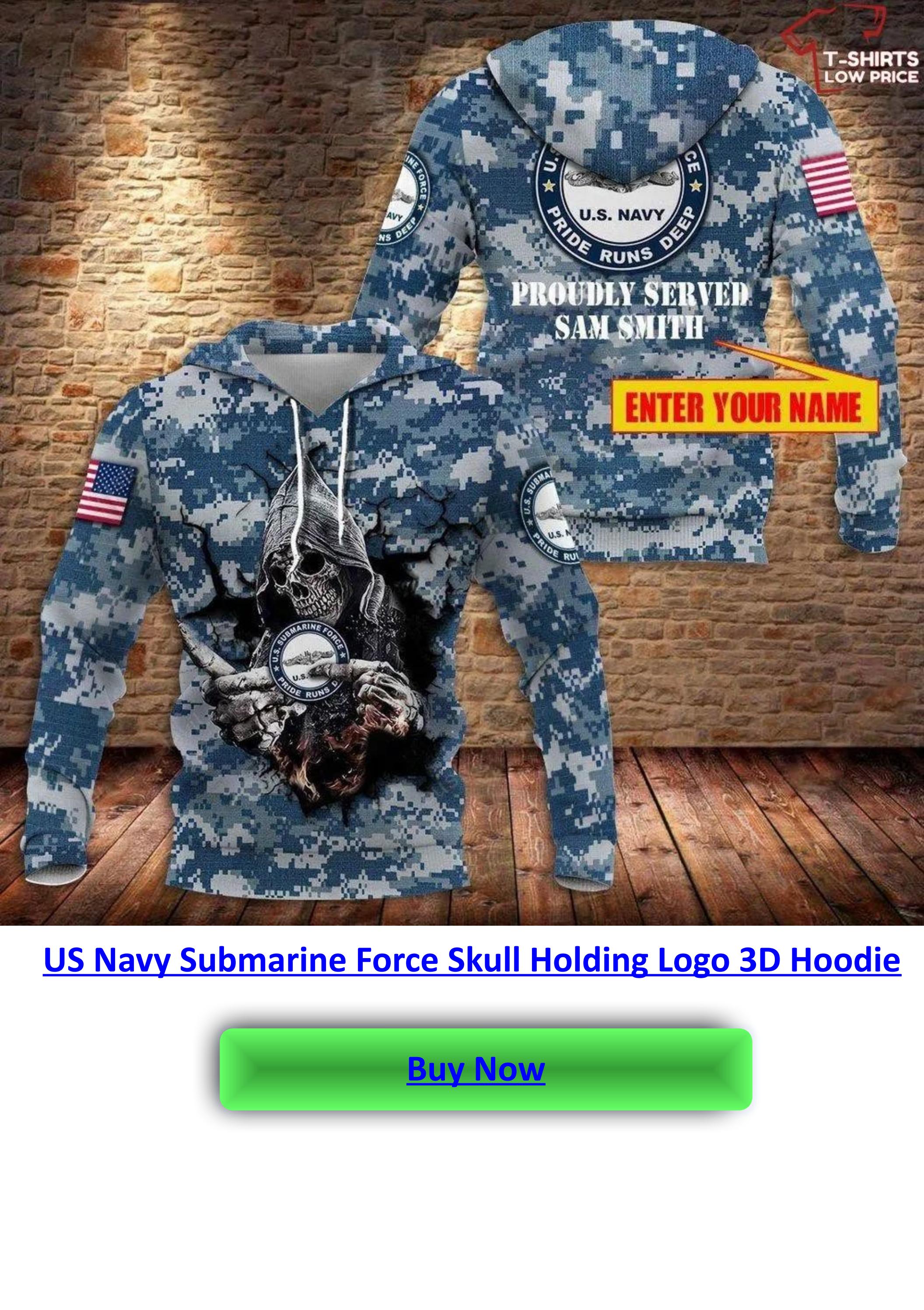 US Navy Submarine Force Skull Holding Logo 3D Hoodie by Tshirts Low ...
