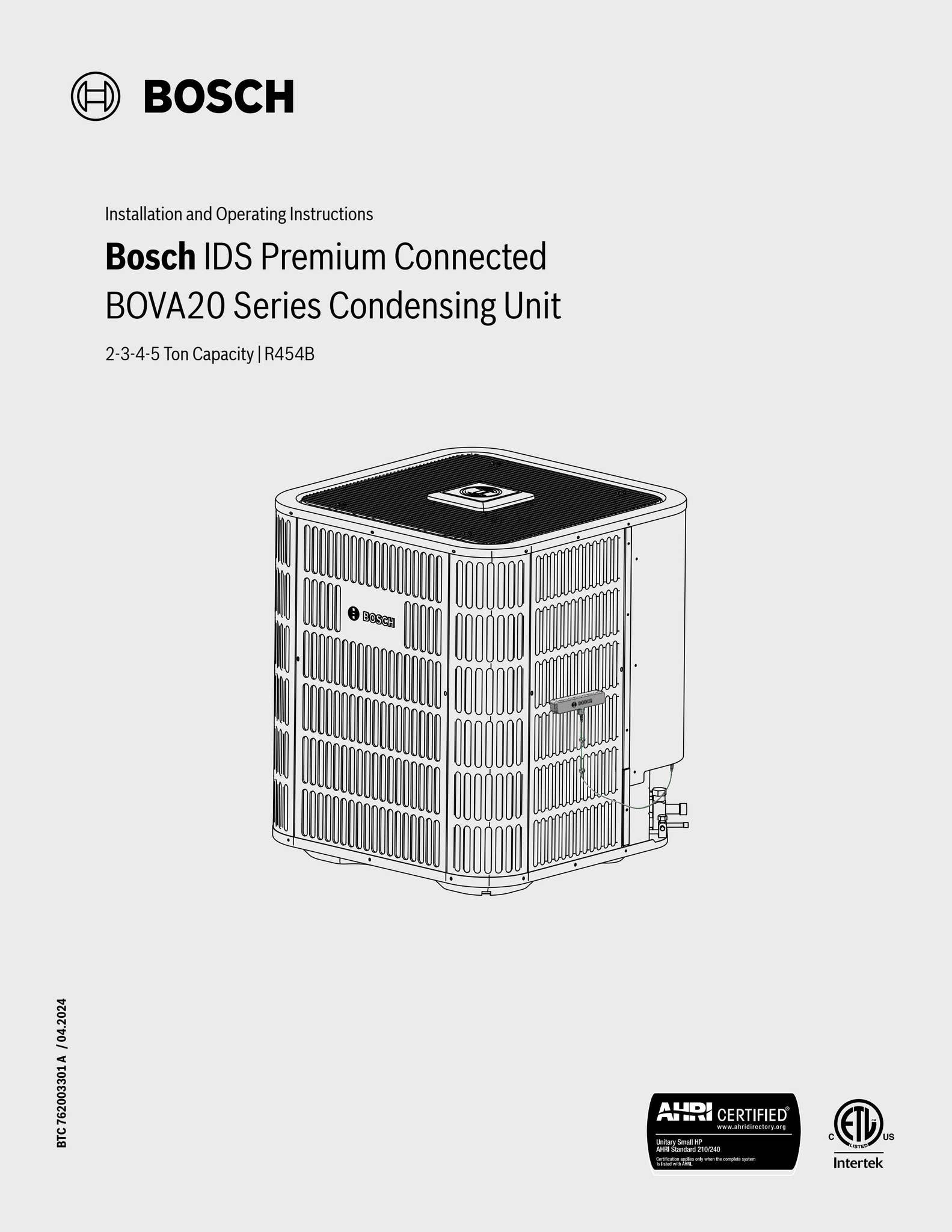 Bosch IDS Premium Connected BOVA20 Series Condensing Unit by Bosch Home ...