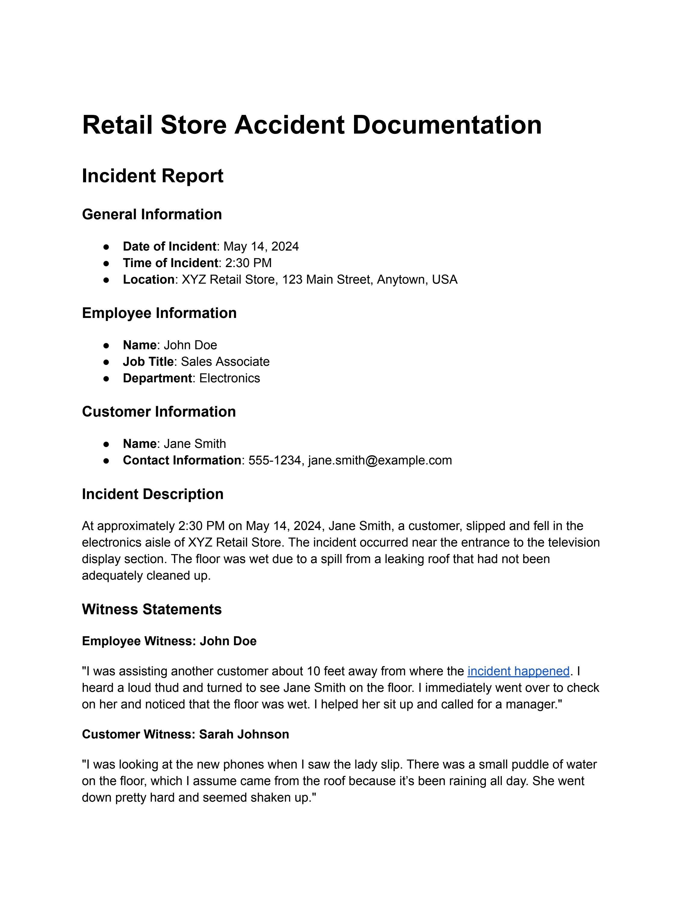 Retail Store Accident Documentation by lawyerpracticedm2 - Issuu