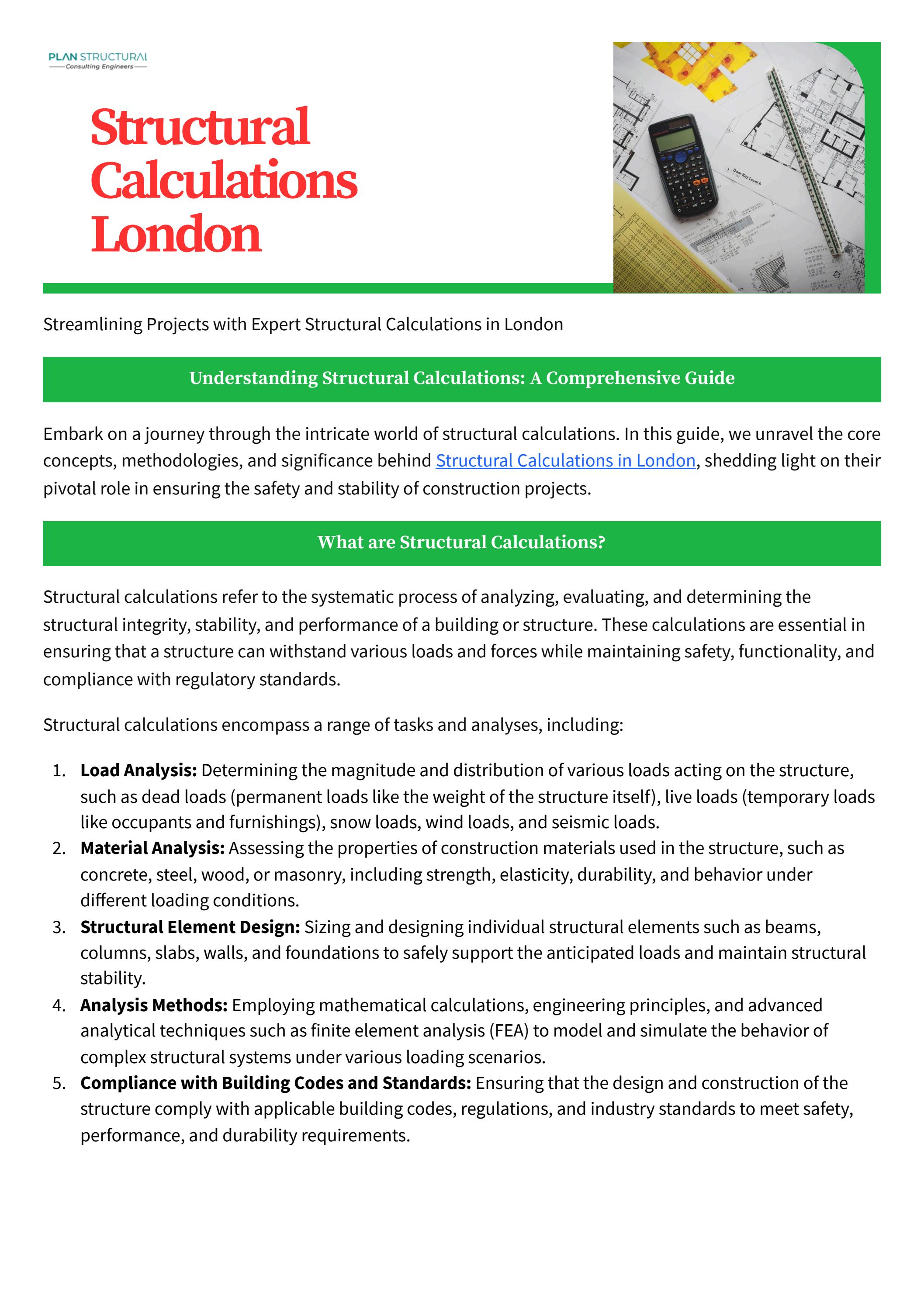 Streamlining Projects with Expert Structural Calculations in London by Plan Structural Engineers ...