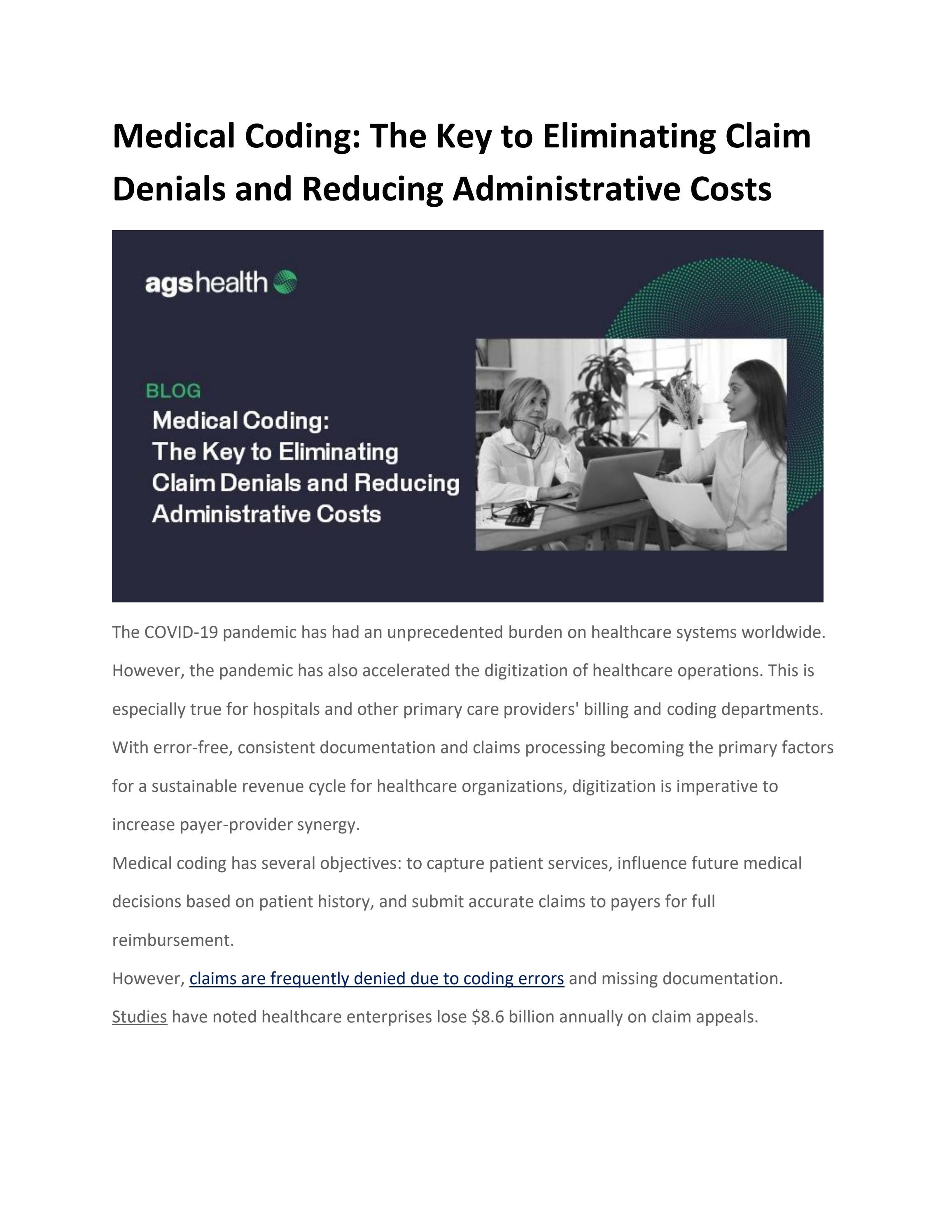 How Effective Medical Coding Eliminates Claim Denials and Reduces ...