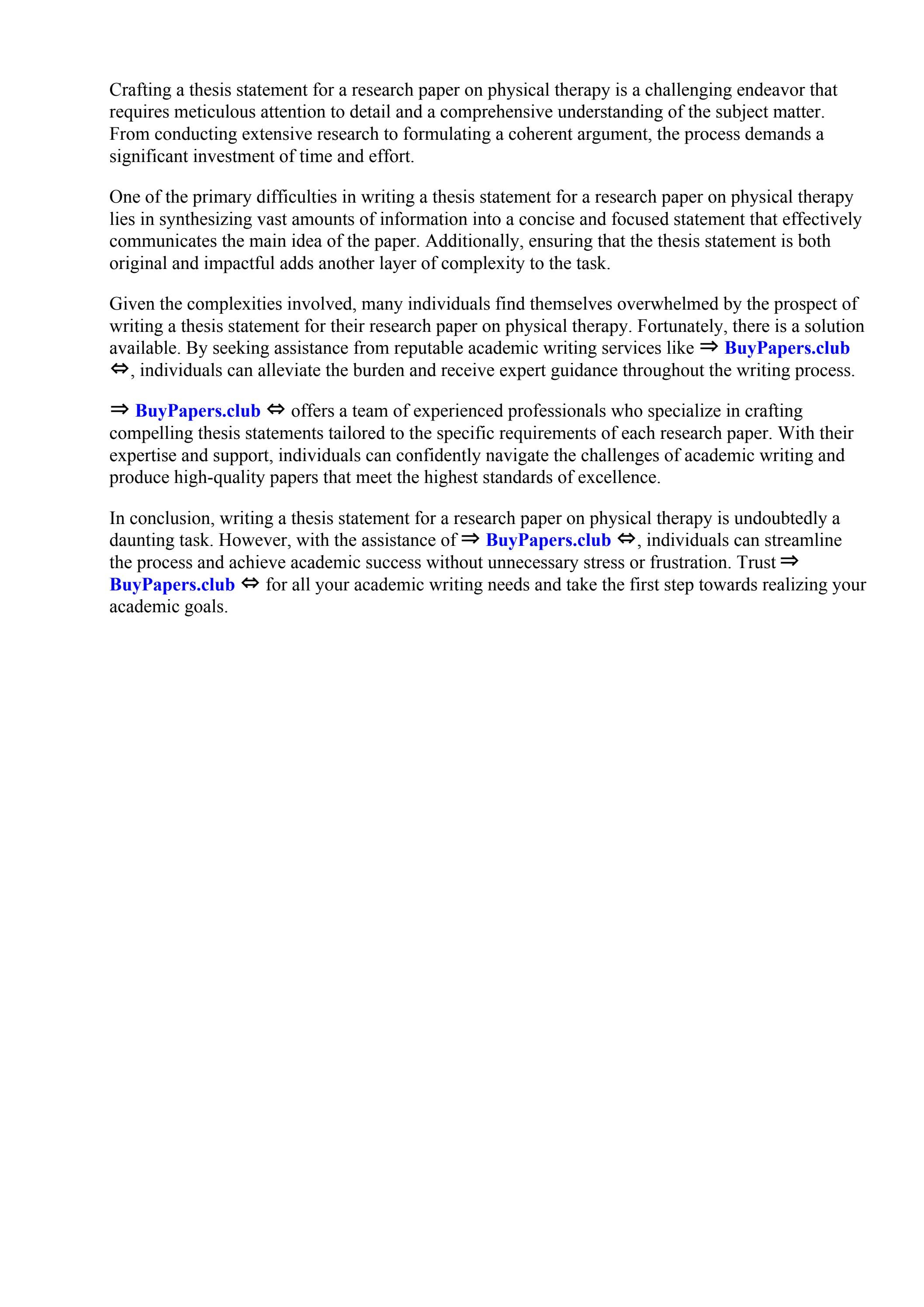 Thesis Statement For A Research Paper On Physical Therapy by Anoka ...