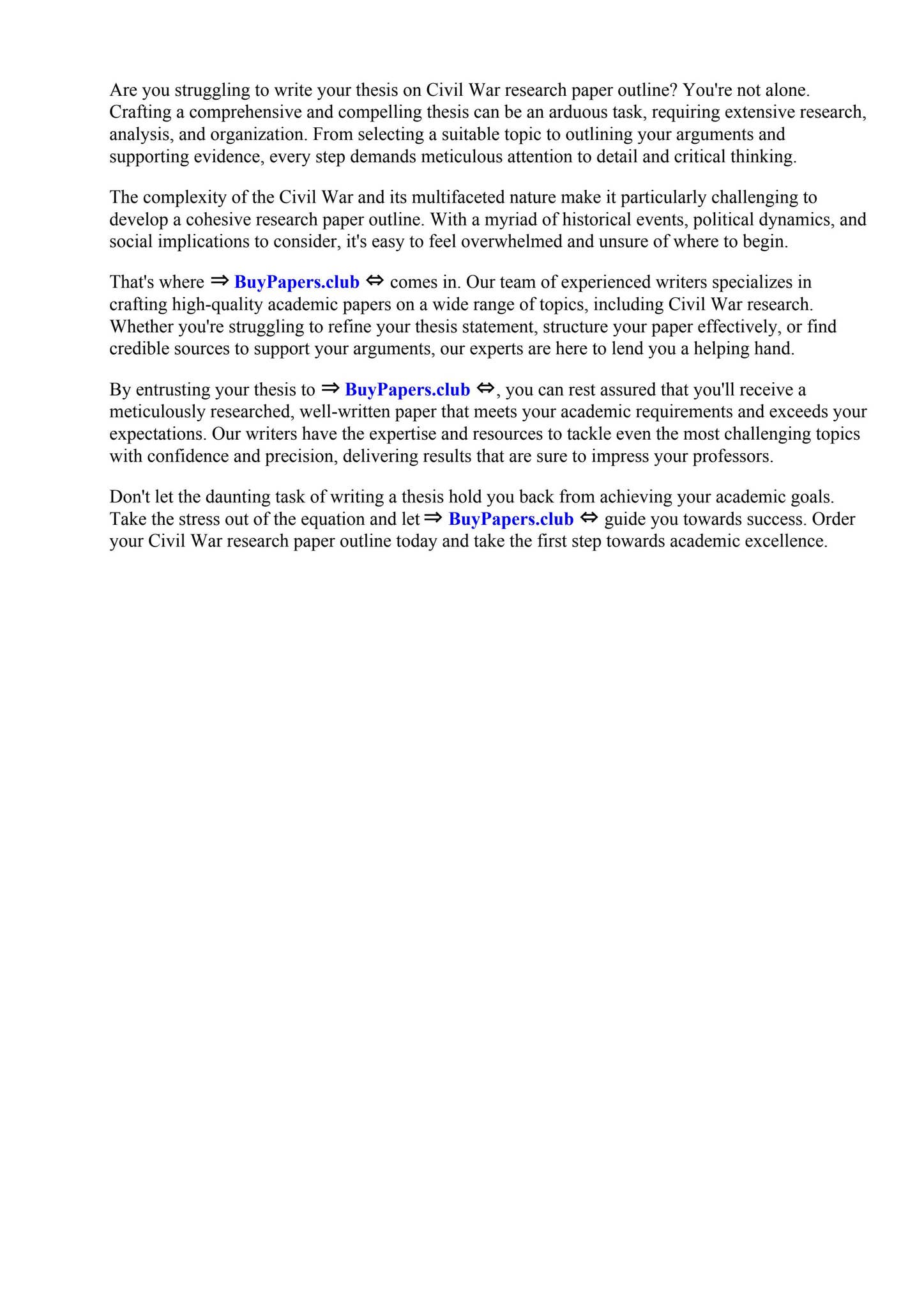 Civil War Research Paper Outline by University of North Carolina at ...