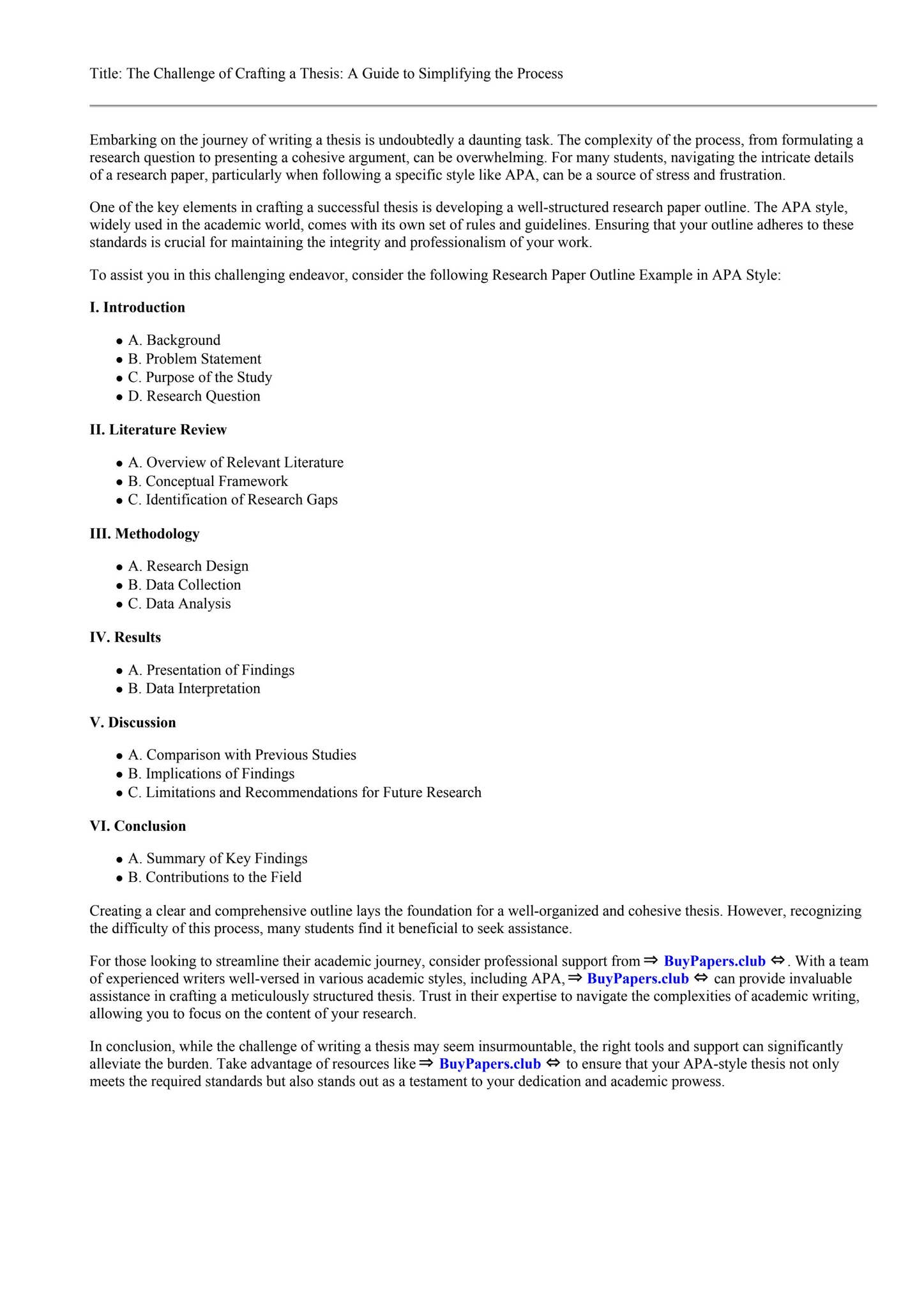 Research Paper Outline Example Apa Style by Bradley University - Issuu