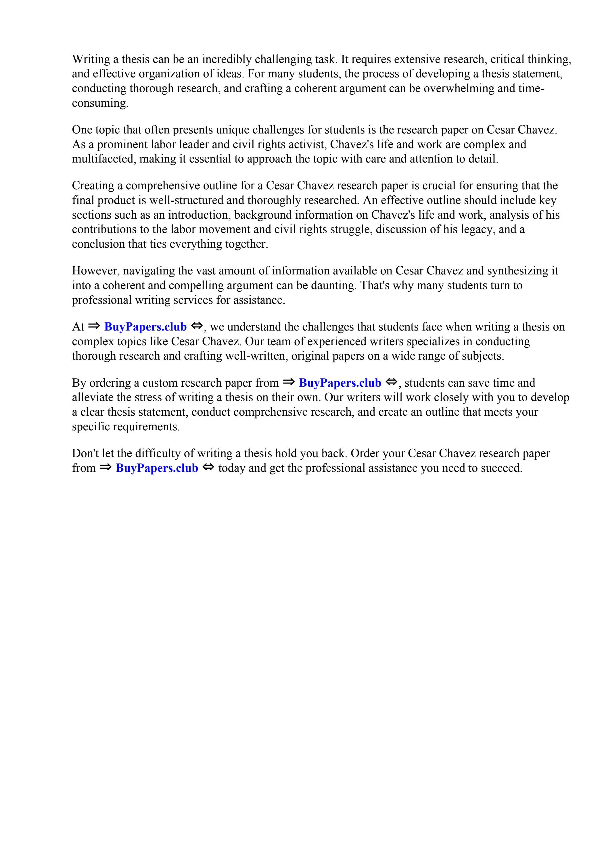 Cesar Chavez Research Paper Outline by University of North Alabama - Issuu
