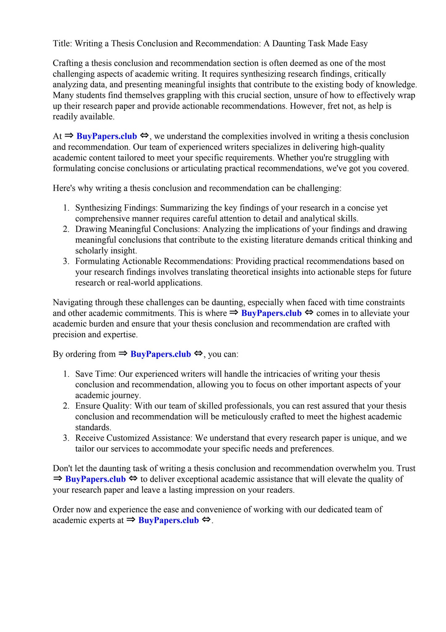 Conclusion And Recommendation Research Paper Example by Indian Capital ...