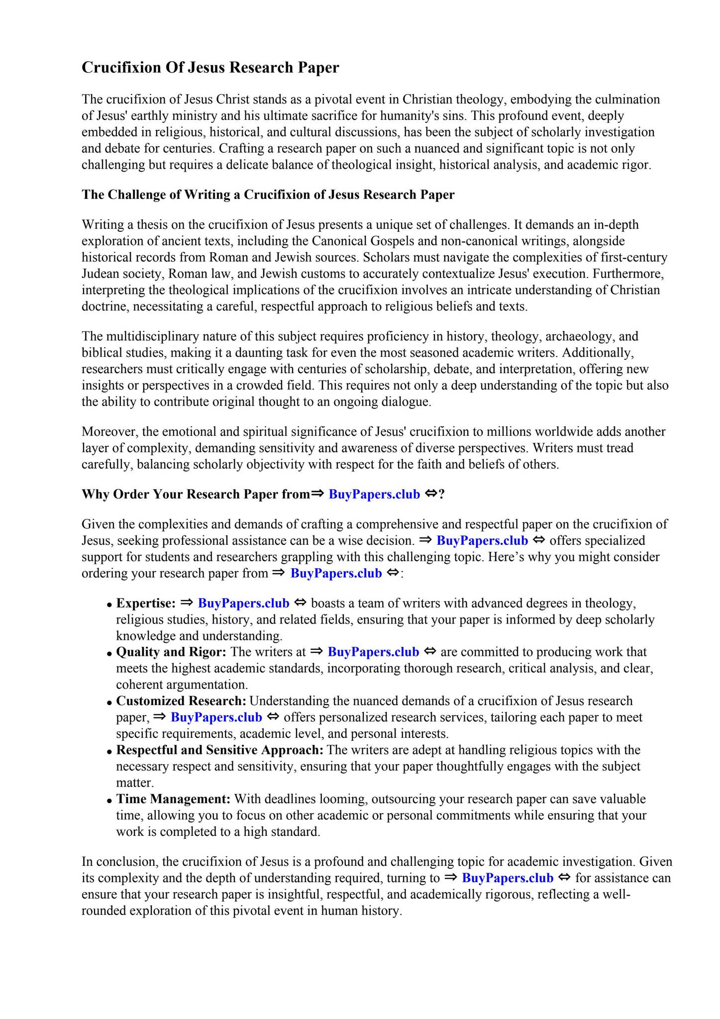 Crucifixion Of Jesus Research Paper by University of Saint Joseph CT ...