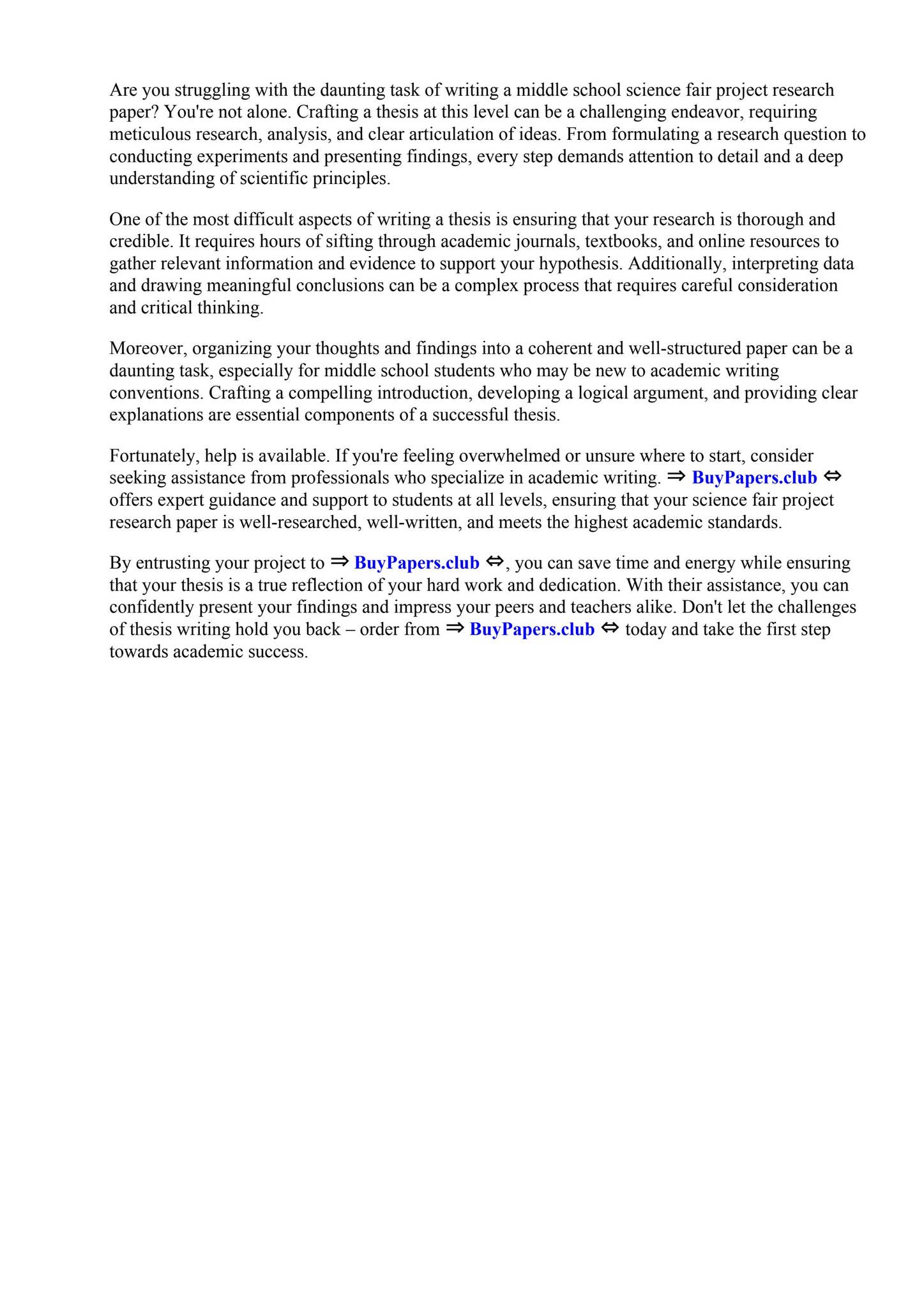 Middle School Science Fair Project Research Paper by University of ...