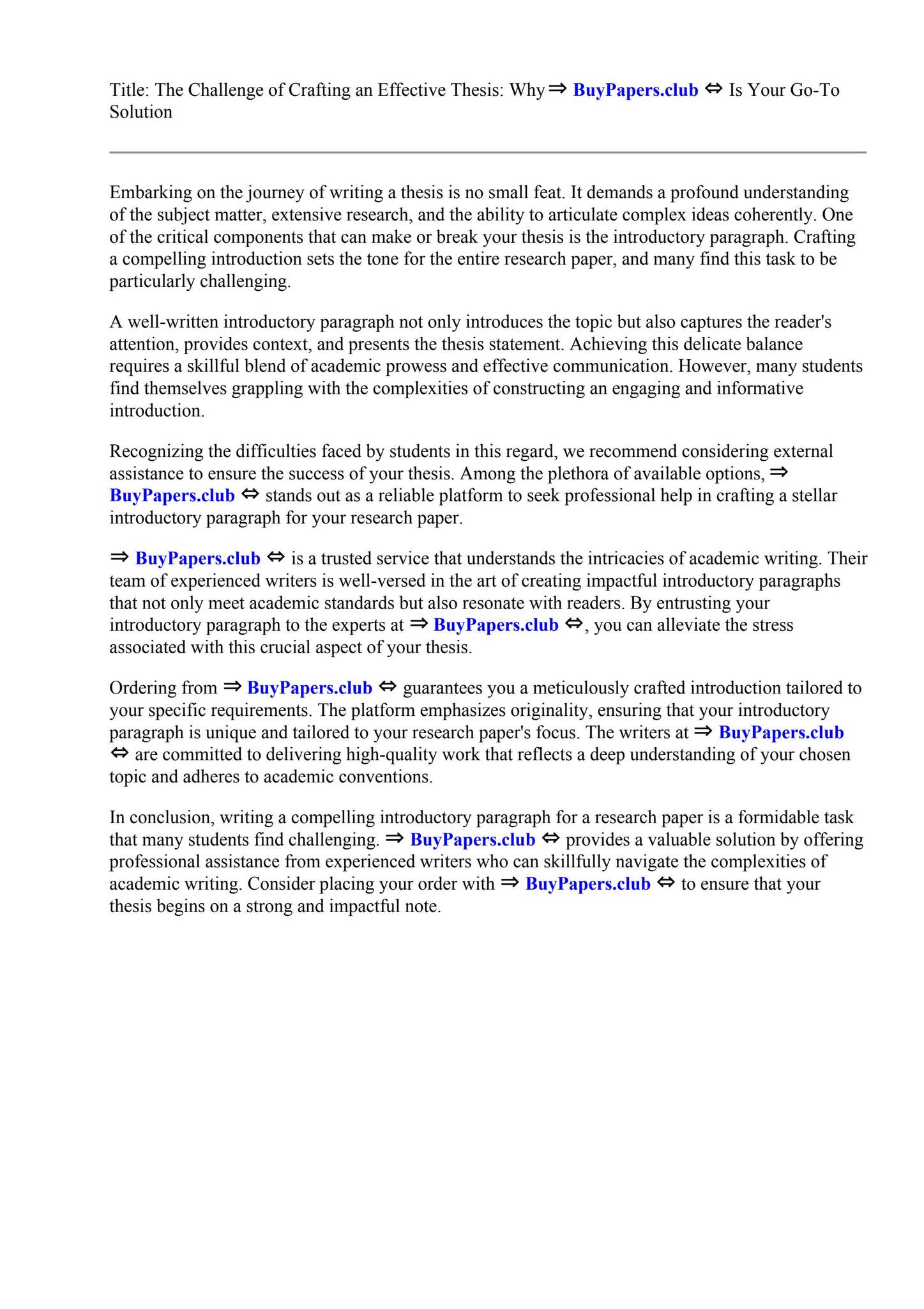 How To Write A Good Introductory Paragraph For A Research Paper by ...