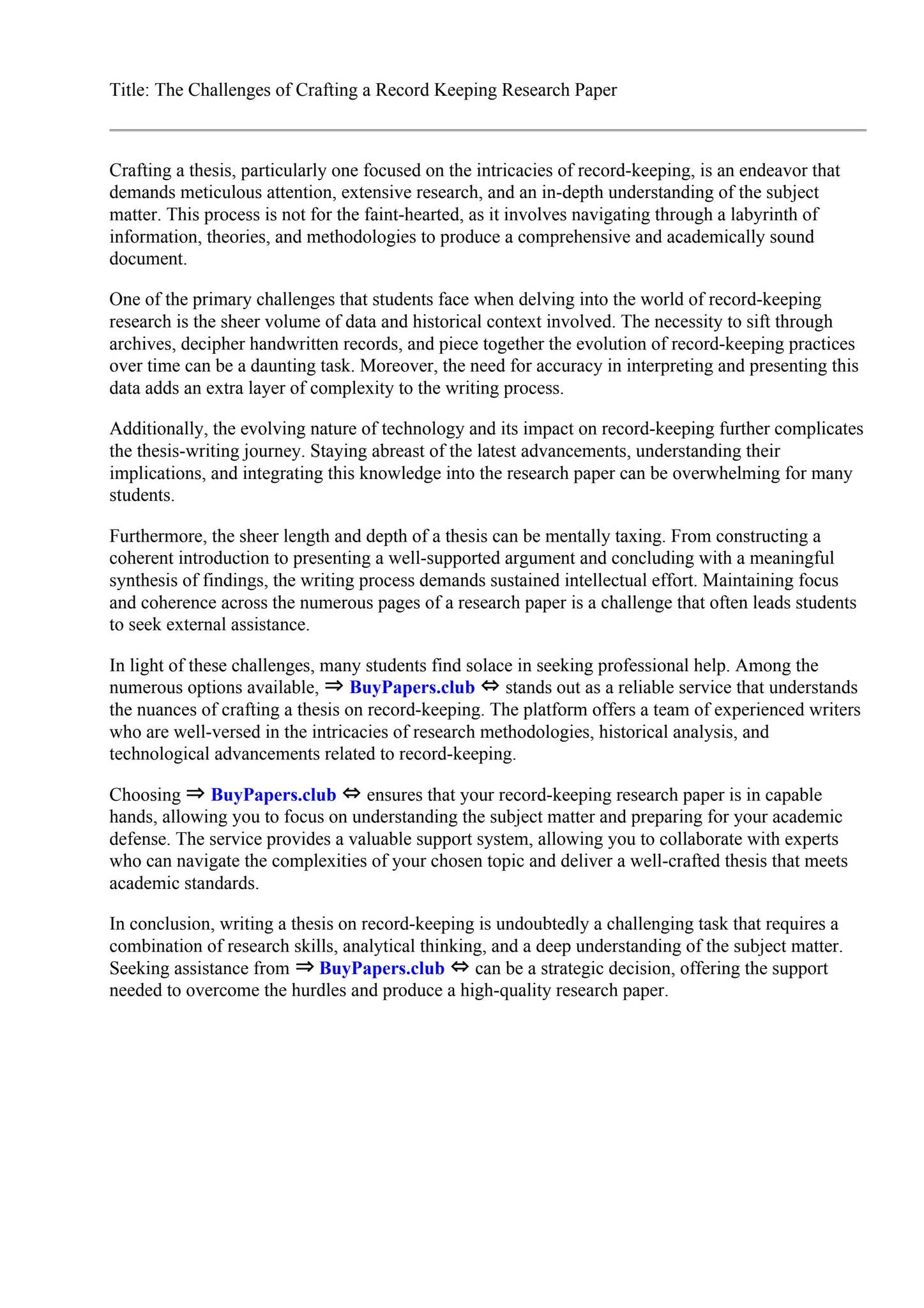 Record Keeping Research Paper by Chancellor Institute - Issuu